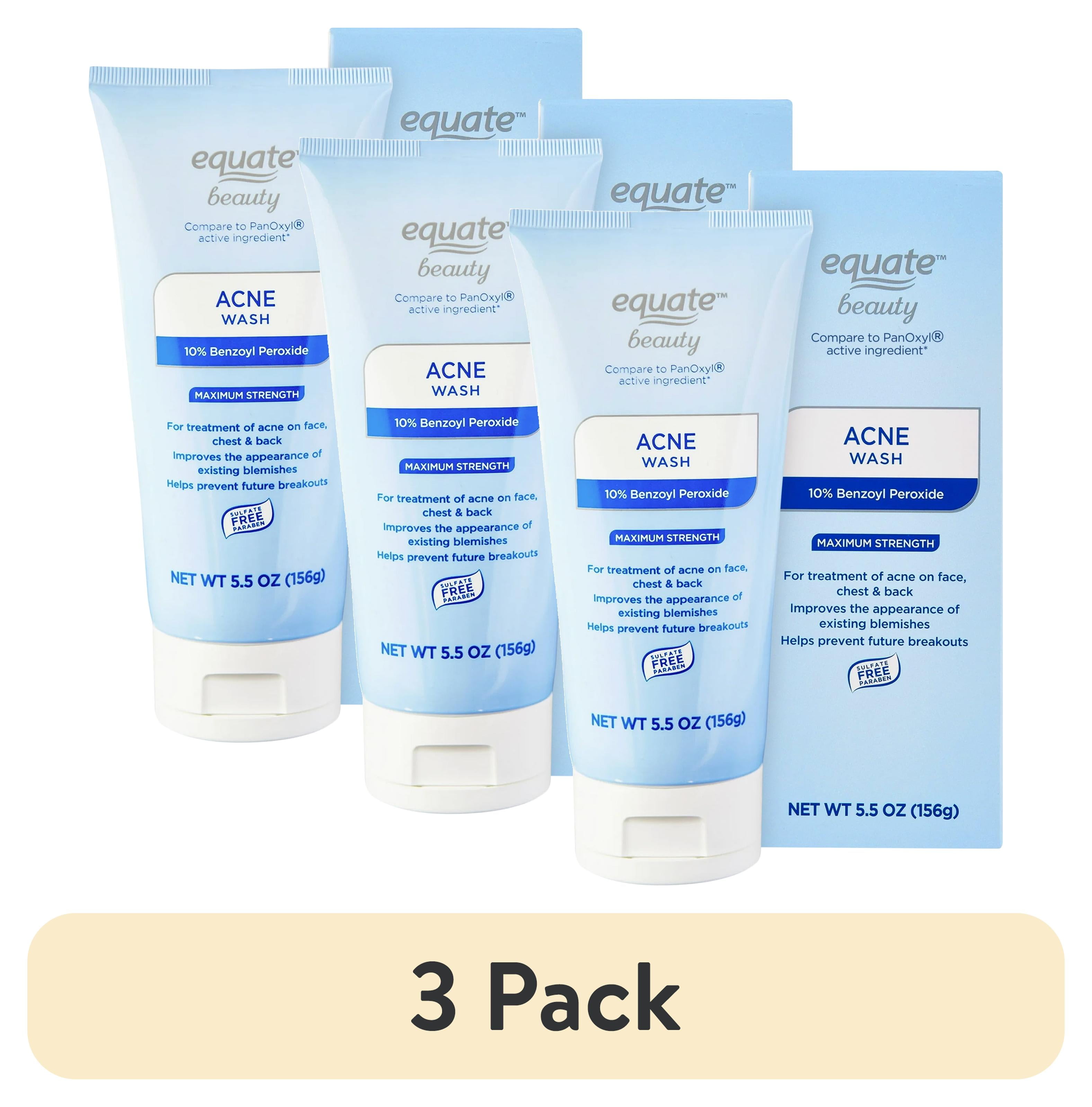 (3 pack) Equate Maximum Strength Acne Wash with 10% Benzoyl Peroxide ...