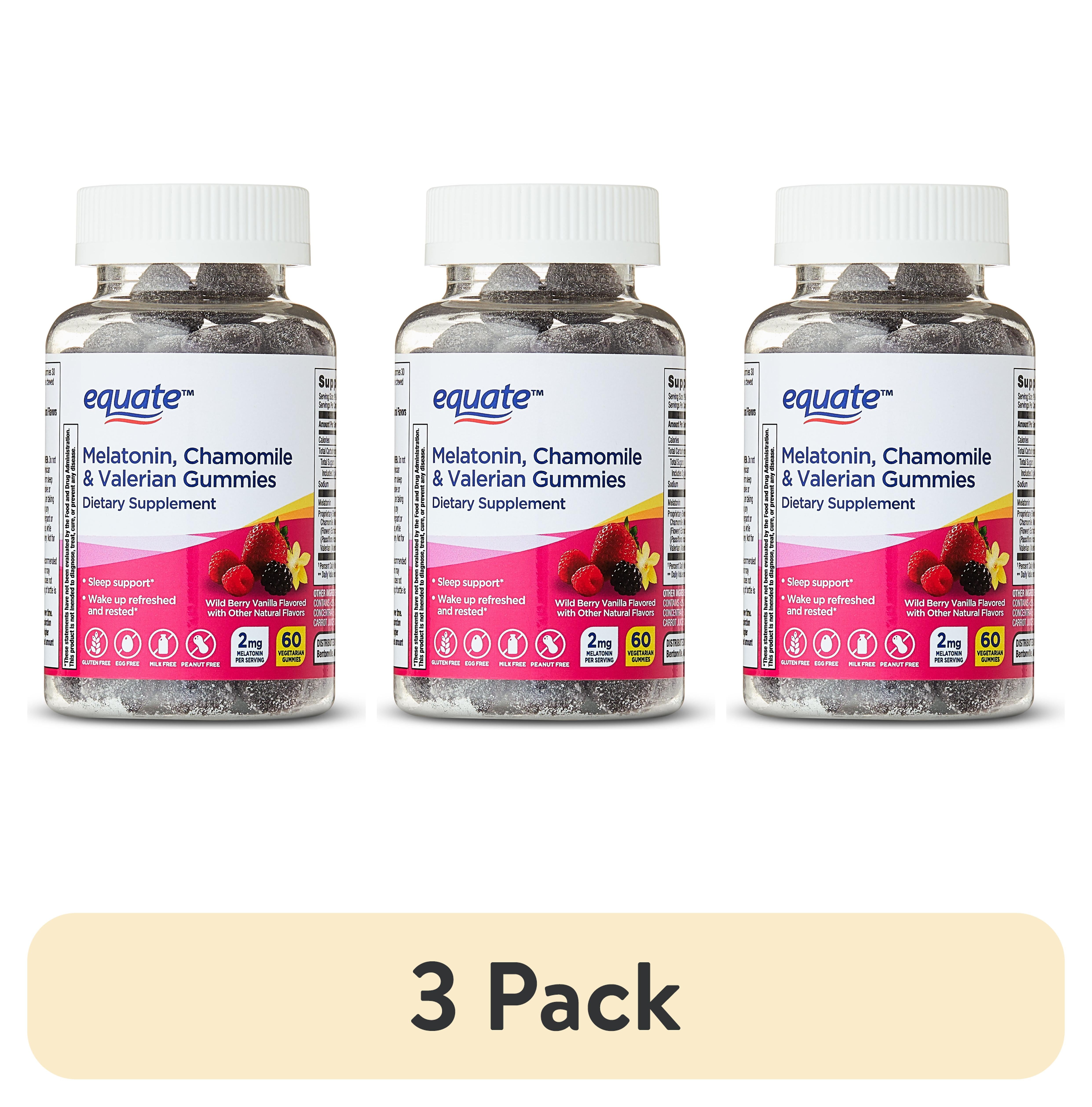 (3 pack) Equate Melatonin, Chamomile & Valerian Gummies Dietary ...