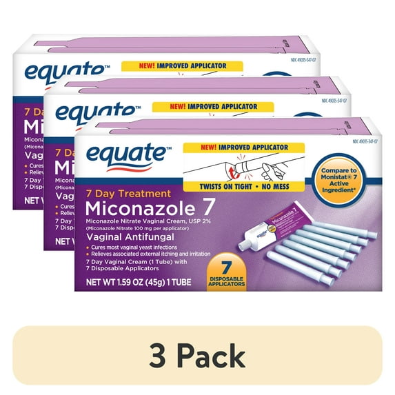 (3 pack) Equate Miconazole 7 Day Vaginal Treatment Cream with ...