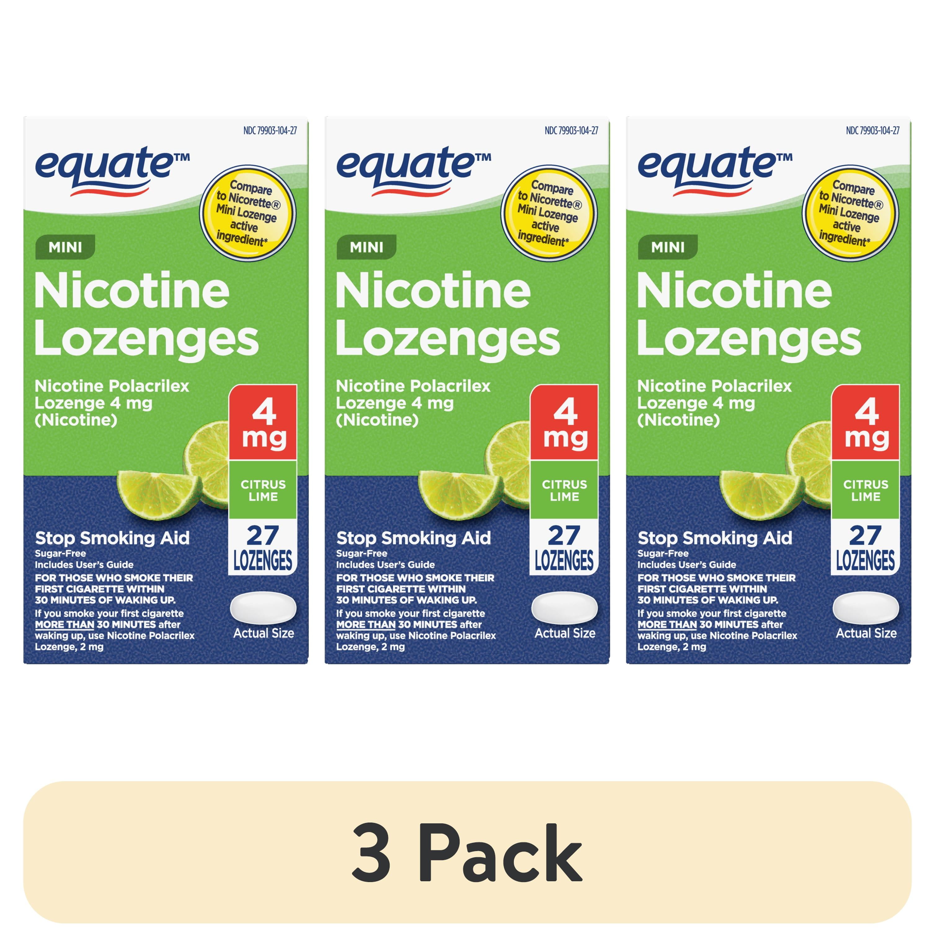 (3 pack) Equate Mini Nicotine Polacrilex Lozenge, Stop Smoking Aid, 4 ...
