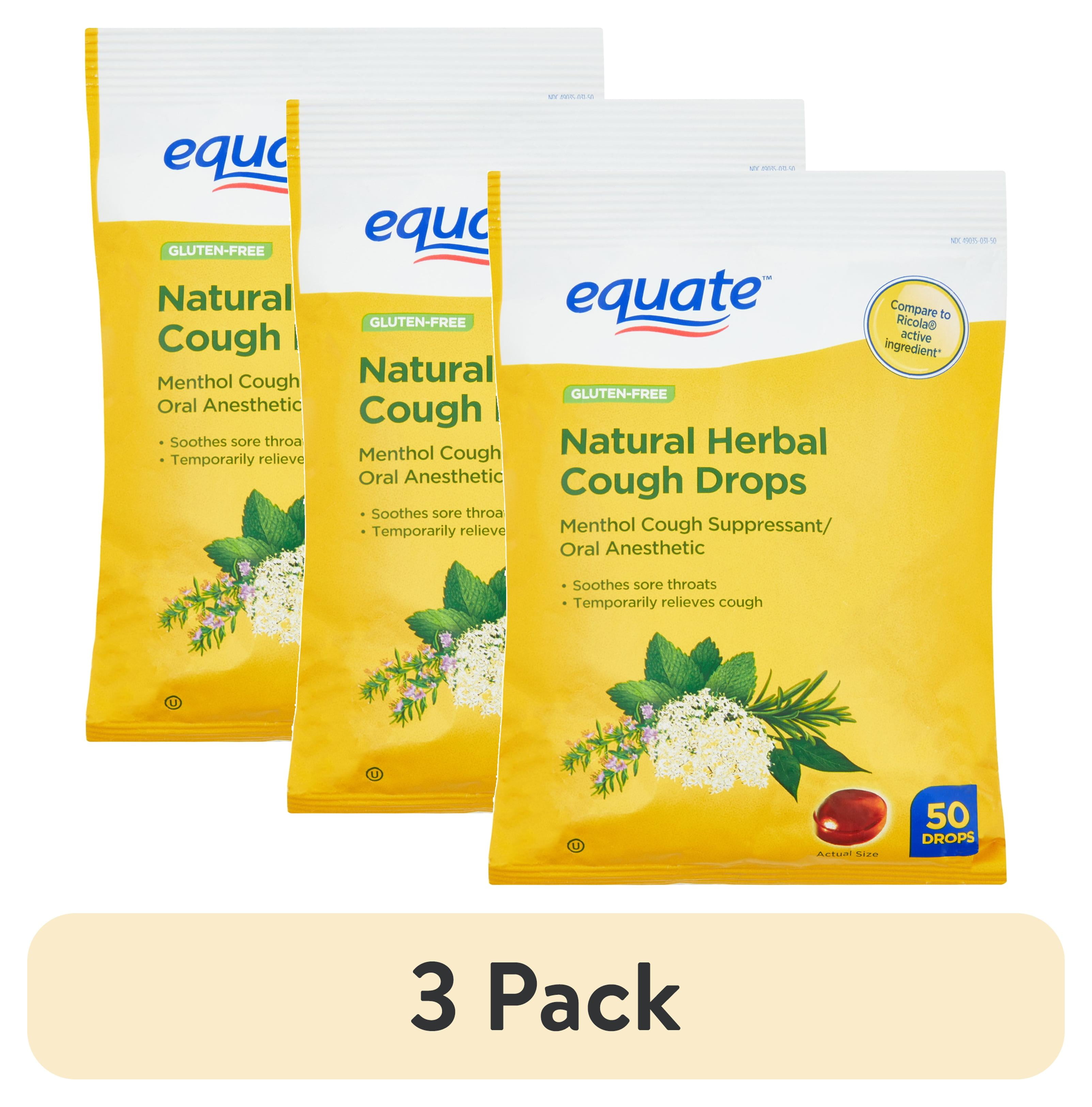 (3 pack) Equate Natural Herbal Cough Drops, Menthol, 50 Count - Walmart.com