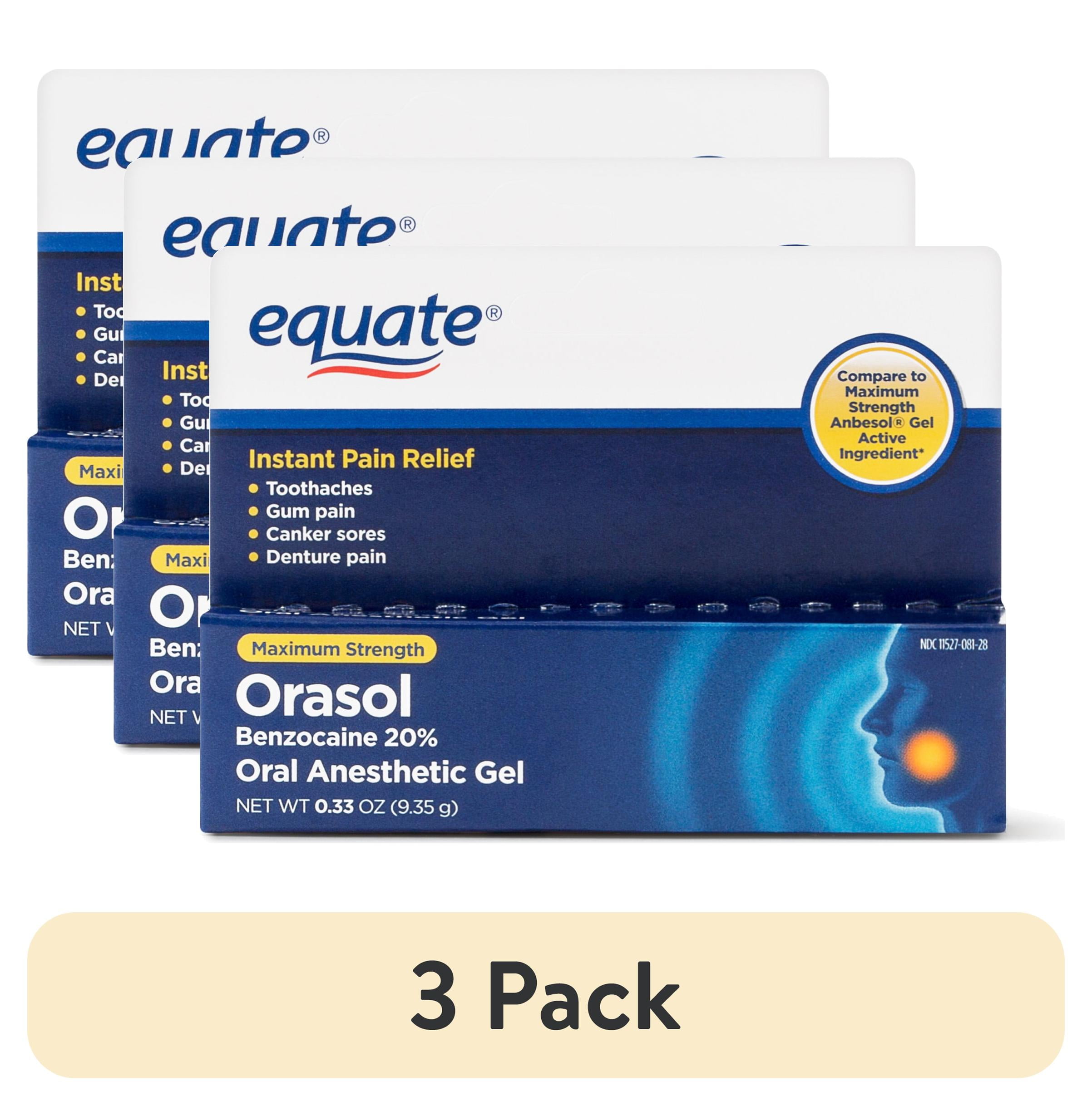 (3 pack) Equate Orasol Oral Anesthetic Gel, 0.33 oz - Walmart.com