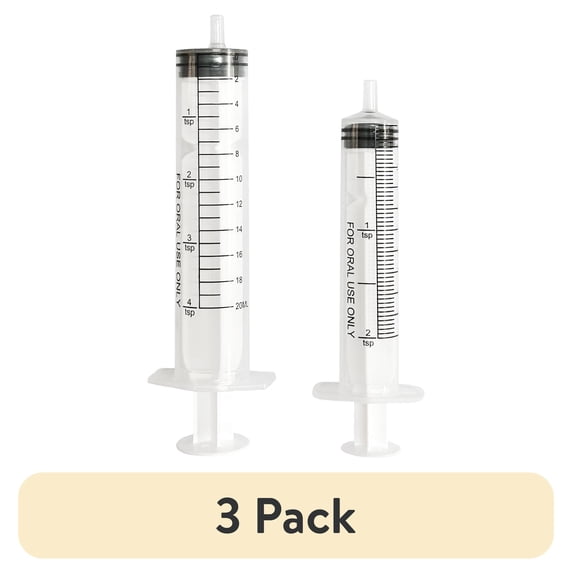 (3 pack) Equate Plastic Medicine Dosing Oral Syringe Set, 2 Tsp and 4 ...