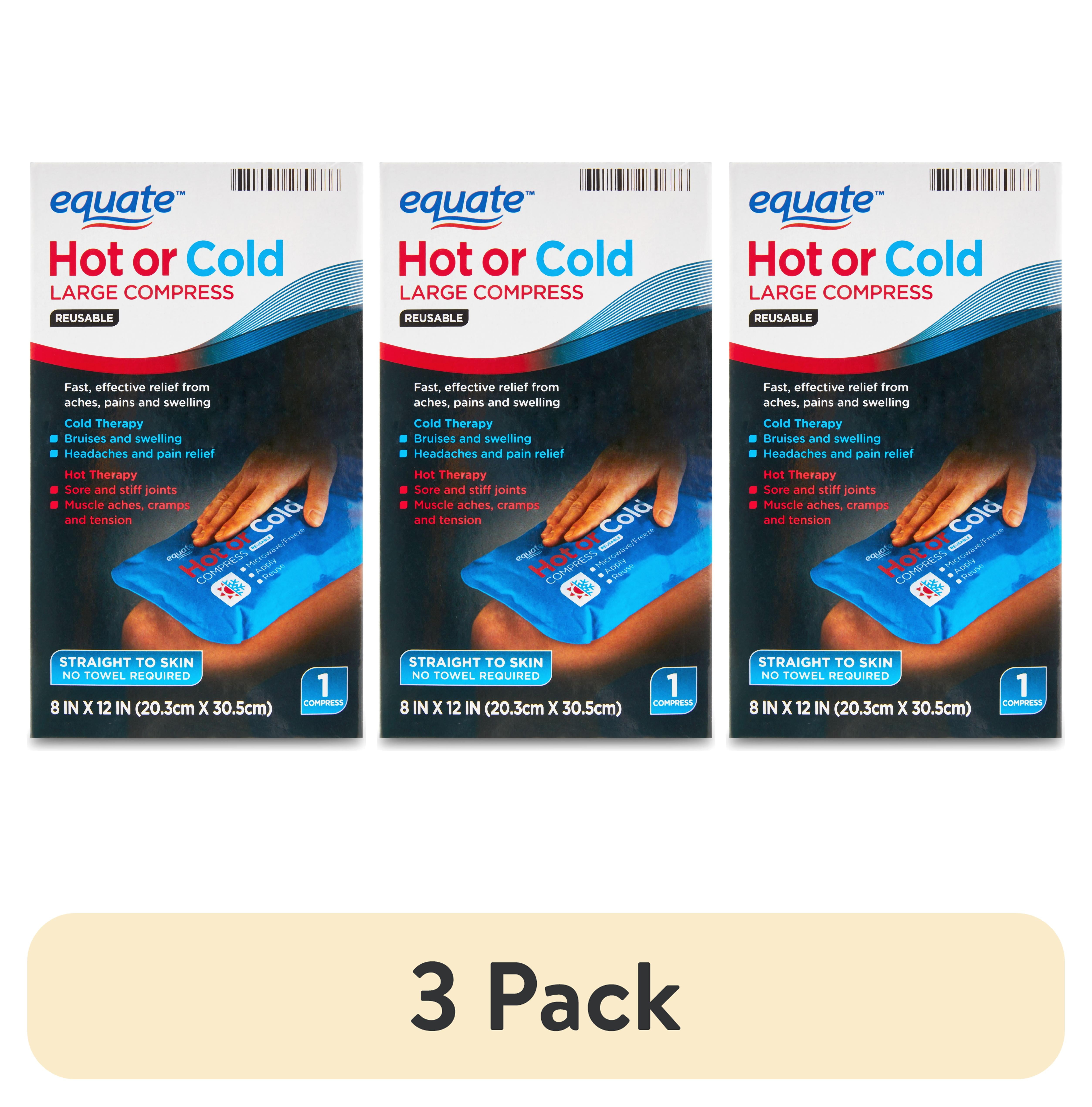 (3 pack) Equate Reusable Hot or Cold Large Compress, 8"x12", 1 Count ...