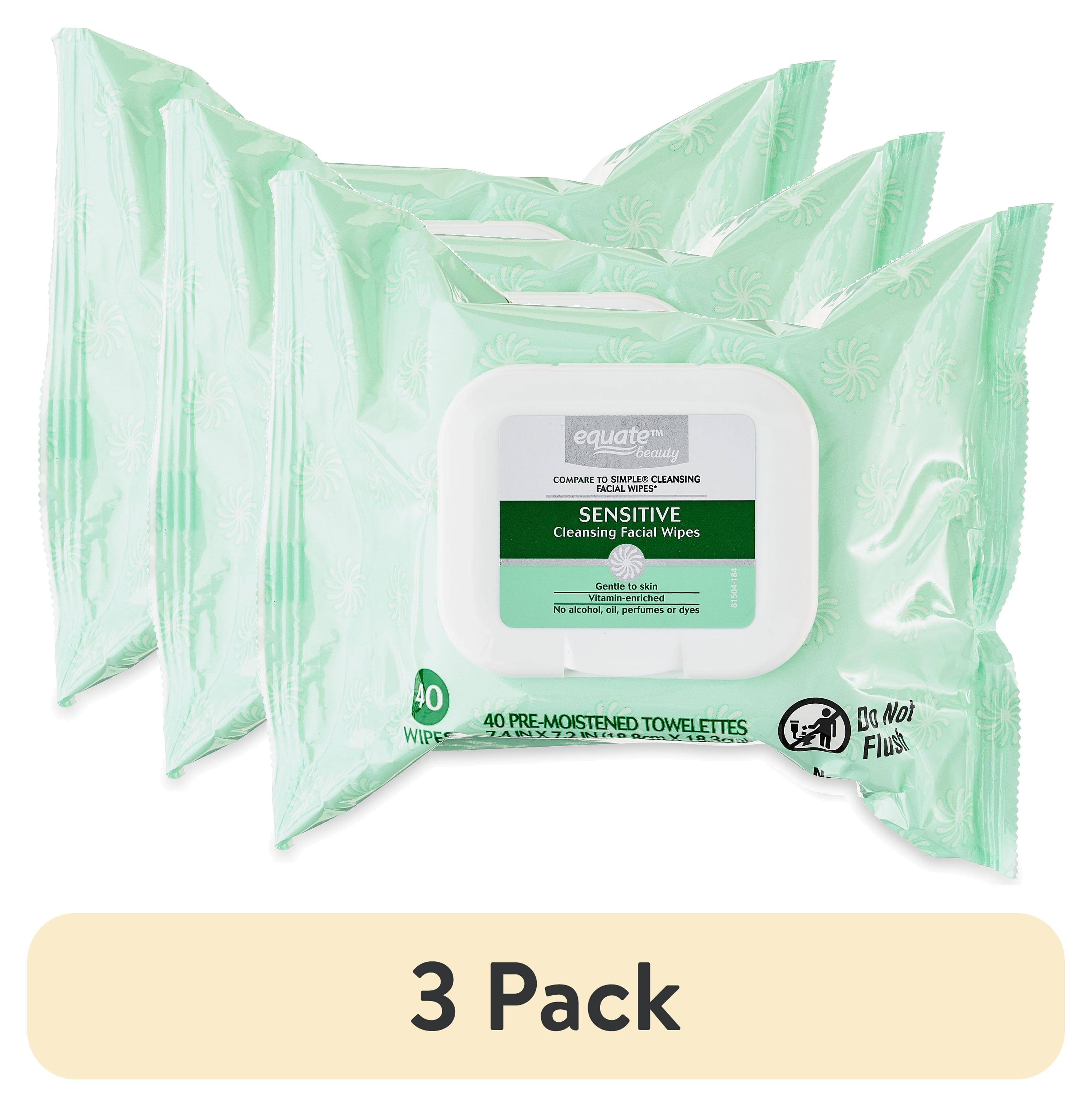 (3 pack) Equate Beauty Sensitive Cleansing Facial Wipes, 40 Count ...