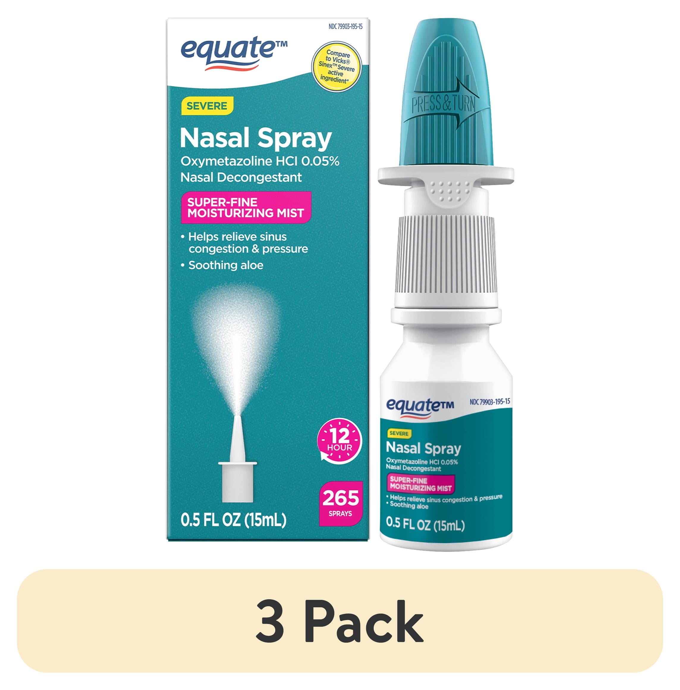 (3 pack) Equate Severe Nasal Spray Oxymetazoline HCI 0.05%, Superfine ...