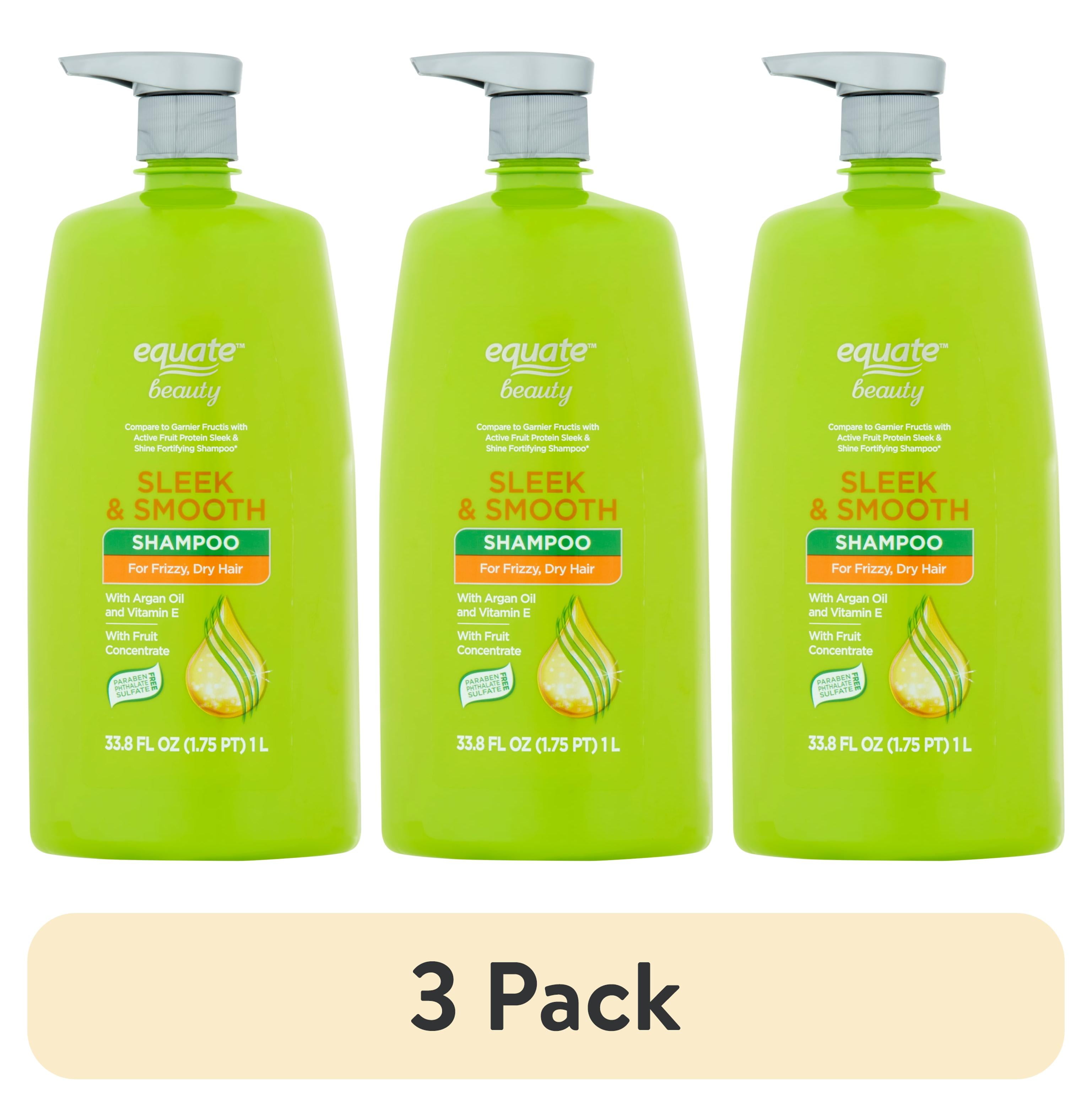 (3 pack) Equate Sleek & Smooth Shampoo for Frizzy & Dry Hair, 33.8 fl ...
