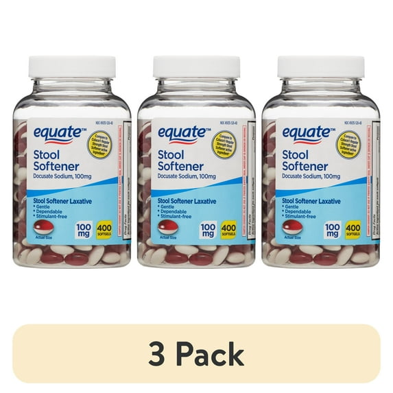(3 pack) Equate Stool Softener Laxative Softgels, 100 mg, 400 Count ...