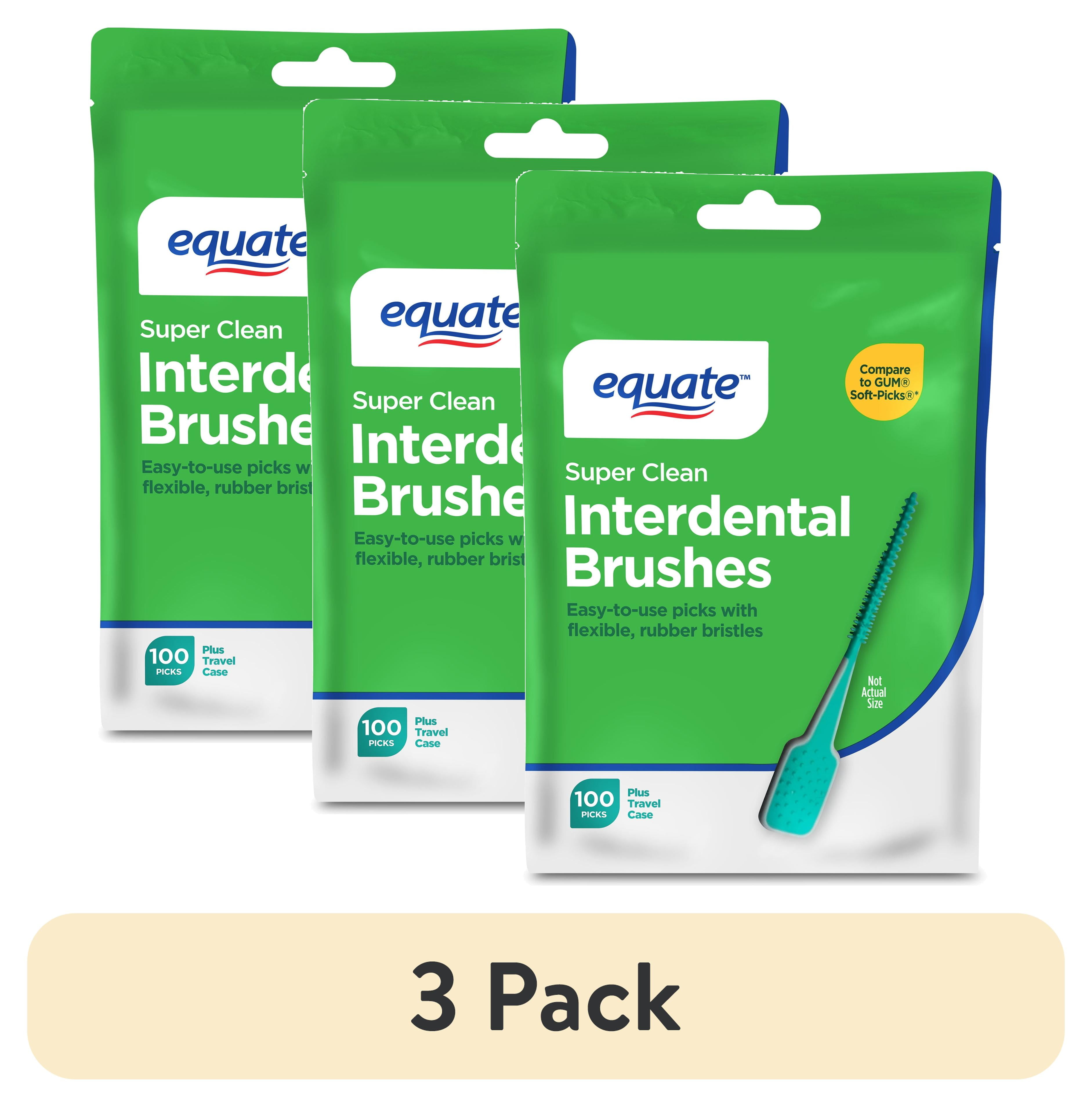 (3 pack) Equate Super Clean Interdental Brushes with Travel Case (100 ...