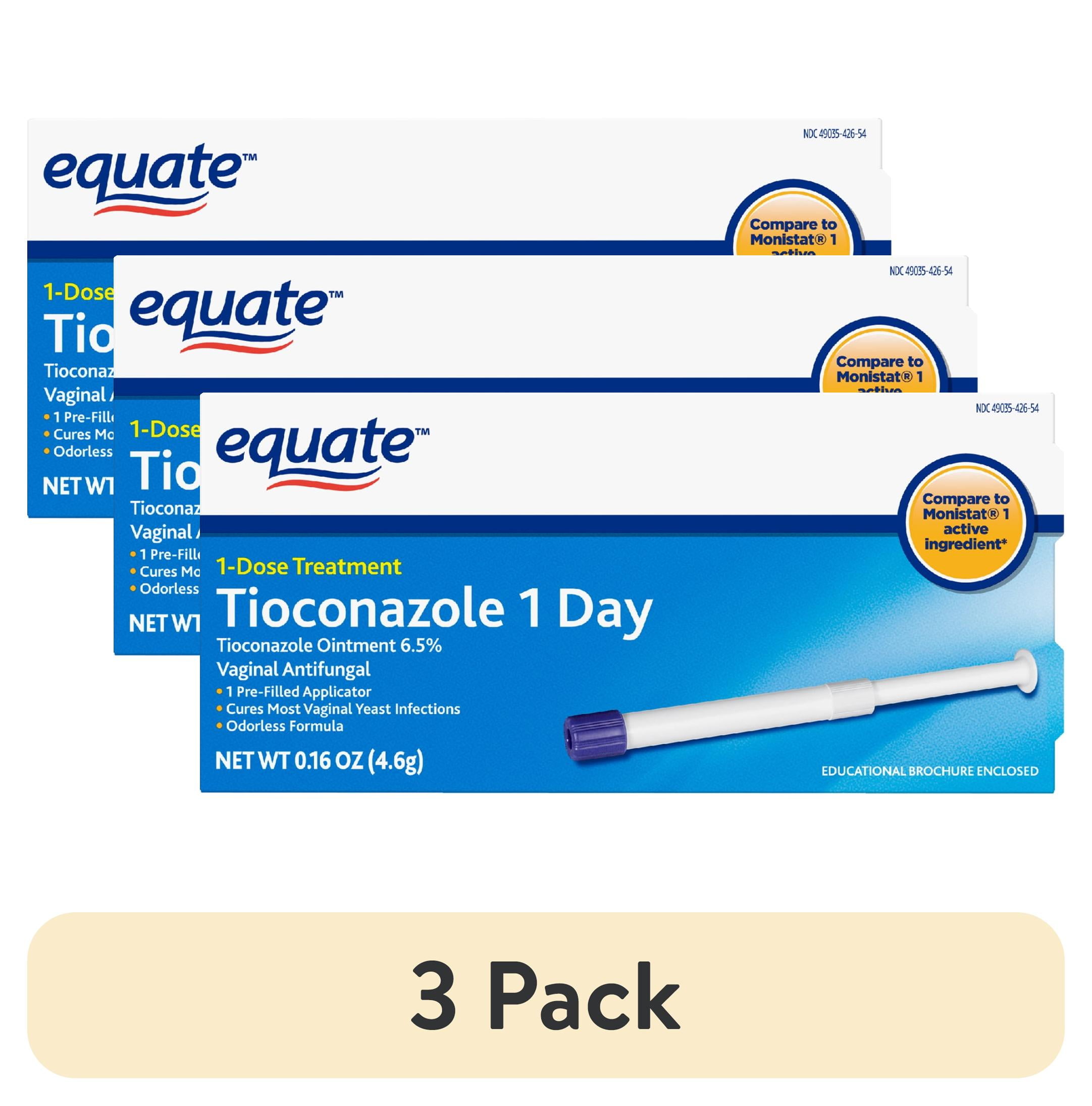 (3 pack) Equate Tioconazole 1 Day Antifungal Treatment, 0.16 oz ...