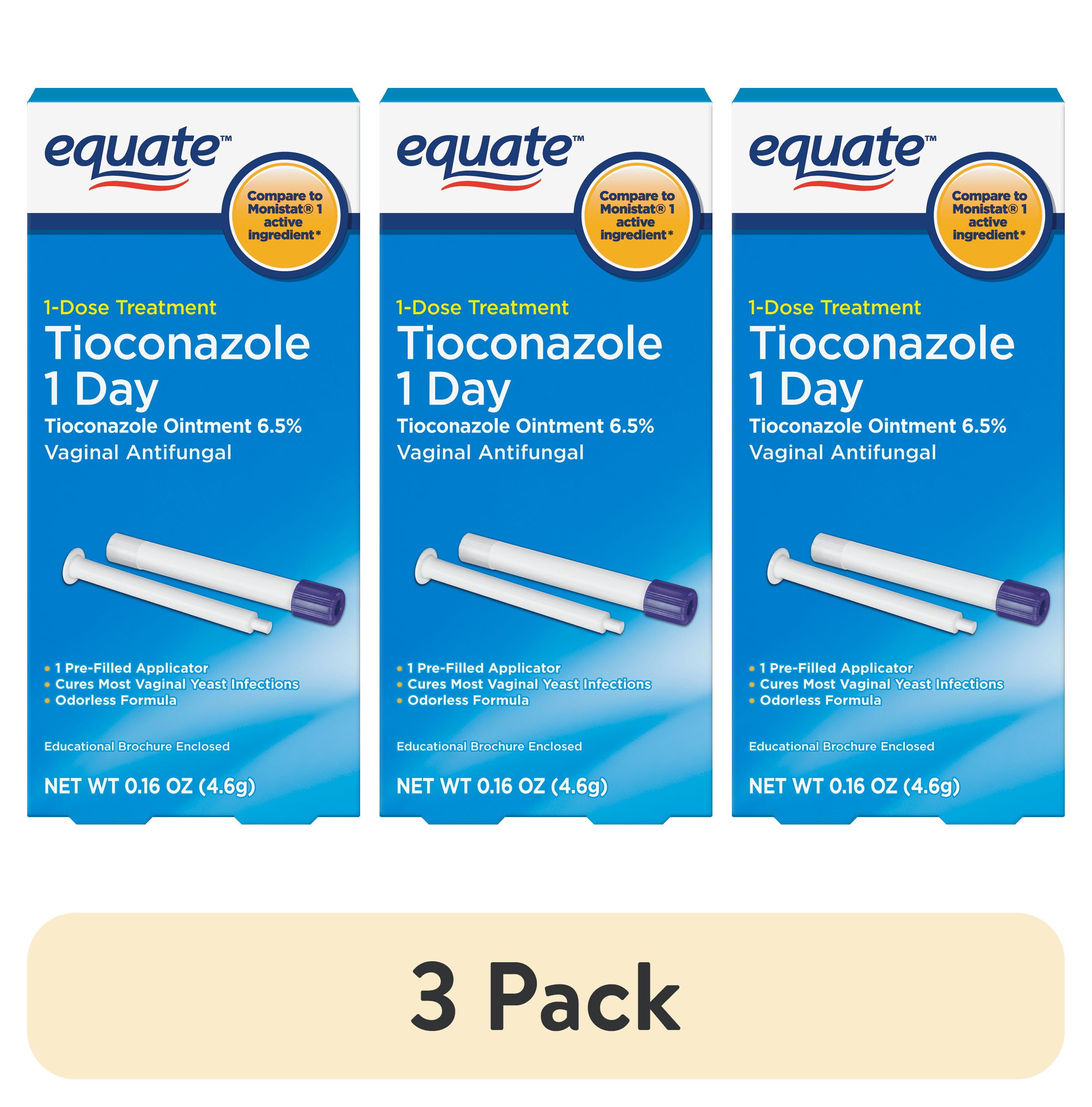(3 pack) Equate Tioconazole 1-Day Antifungal Treatment, 0.16 oz ...