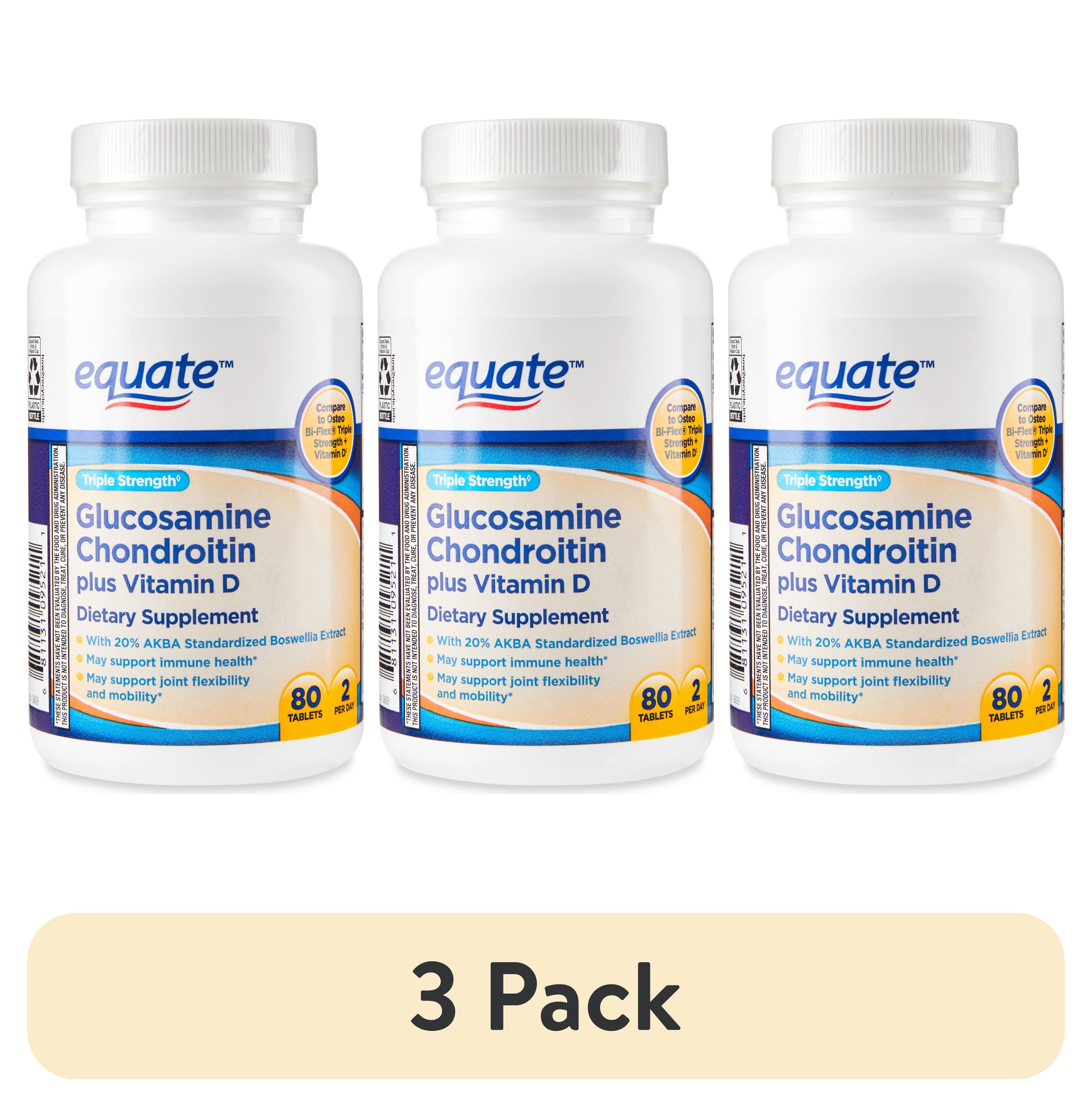 (3 pack) Equate Triple Strength Glucosamine Chondroitin Plus Vitamin D ...