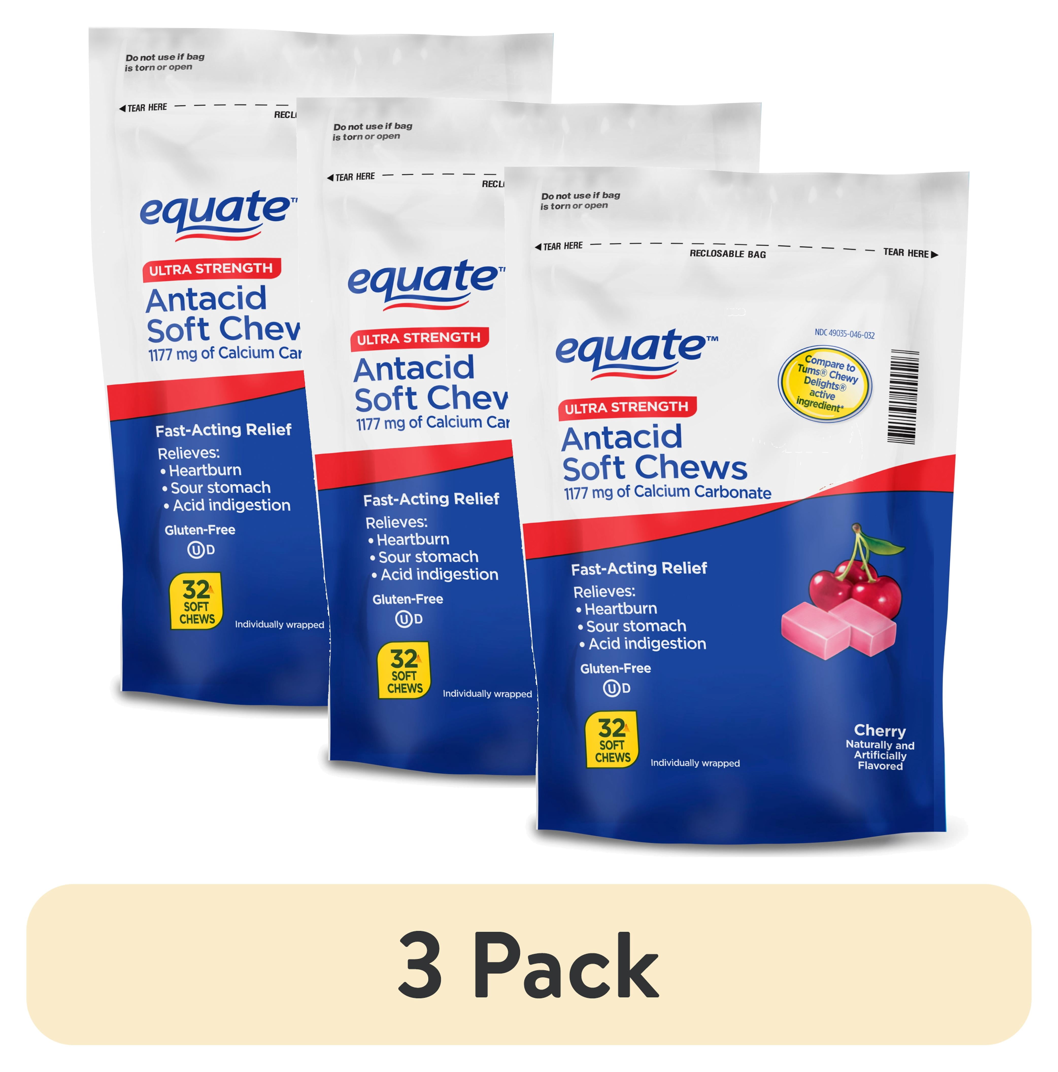 (3 pack) Equate Ultra Strength Antacid Soft Chews for Heartburn and ...