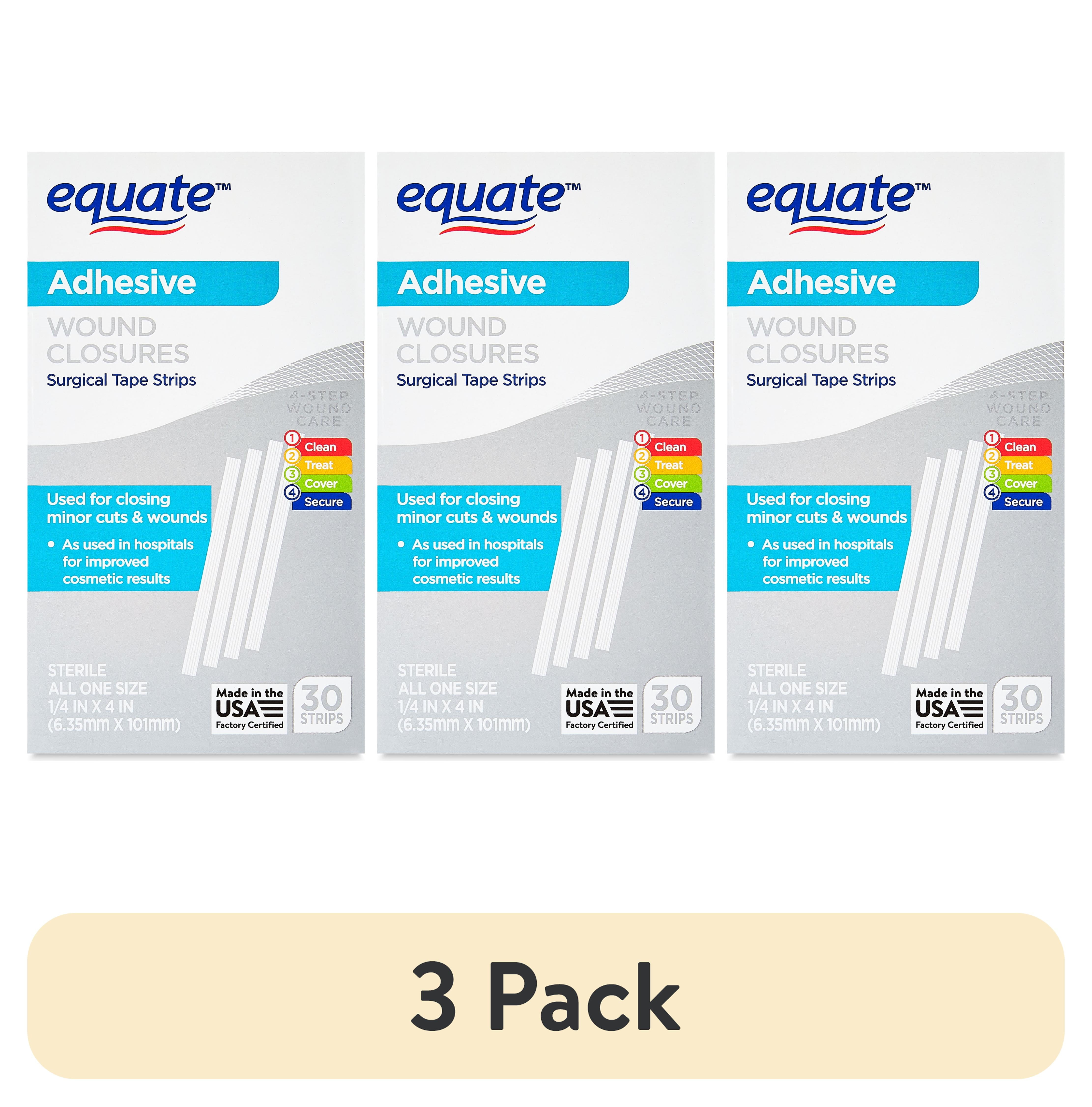 (3 pack) Equate Adhesive Wound Closures Surgical Tape Strips, 30 Count ...