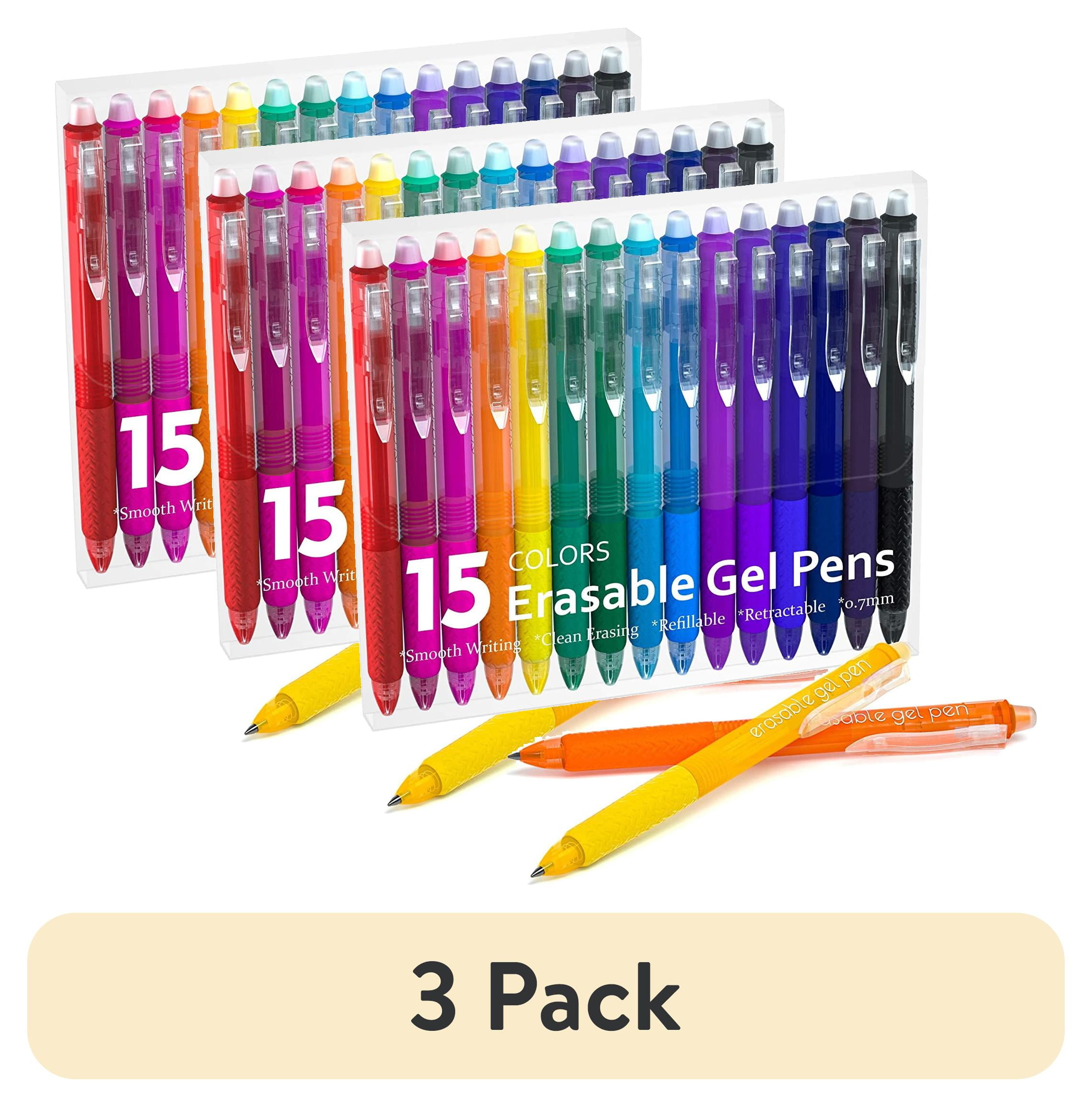 (3 pack) Erasable Gel Pens, 15 Colors Lineon Retractable Erasable Pens ...