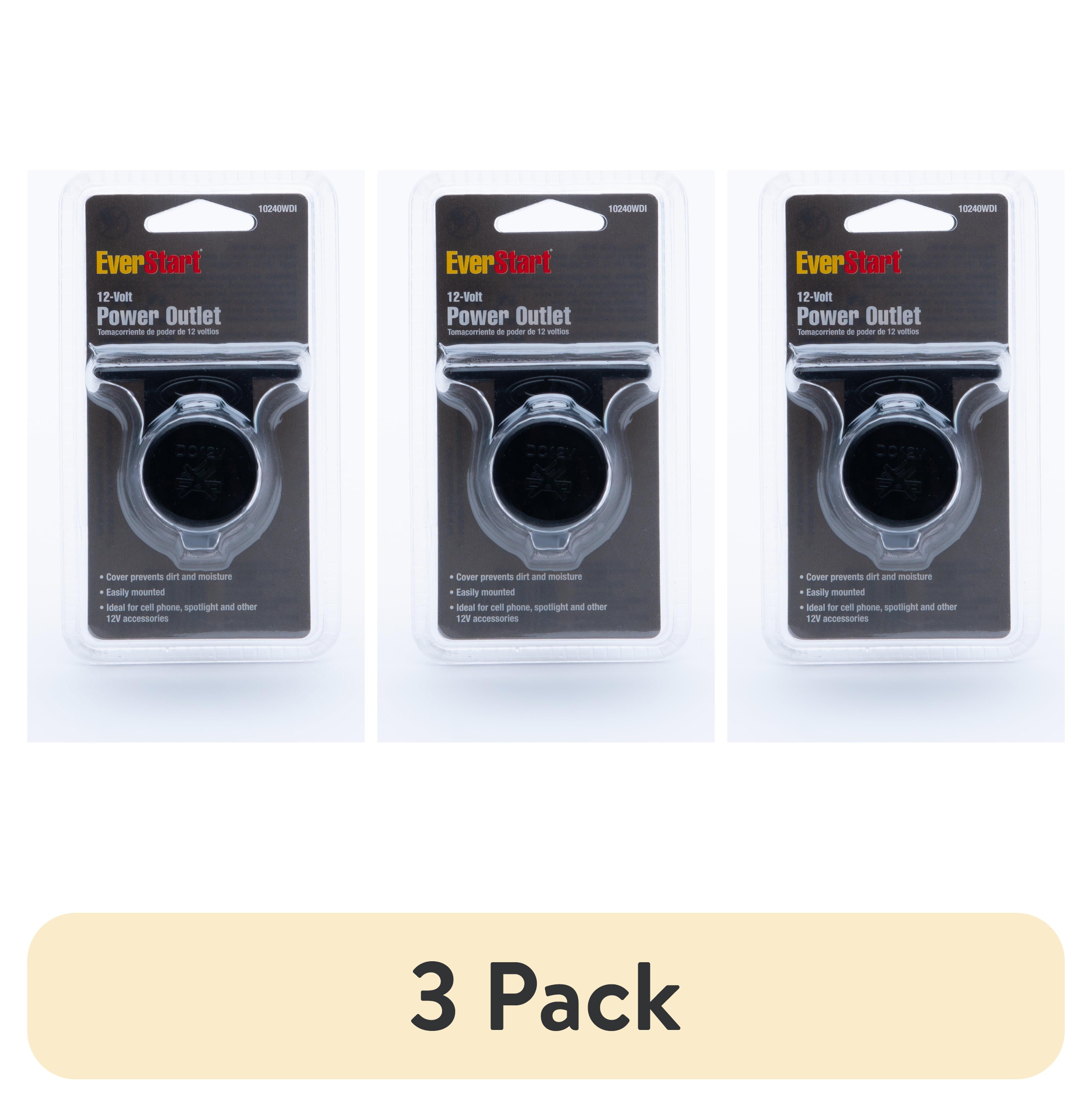 (3 pack) EverStart Plus Auto Auxiliary Dual 12 Volt Power Outlet, Black ...