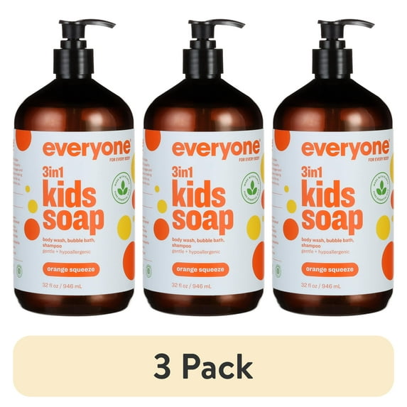 (3 pack) Everyone 3-in-1 Soap for Kids Orange Squeeze 32 oz. - Walmart.com