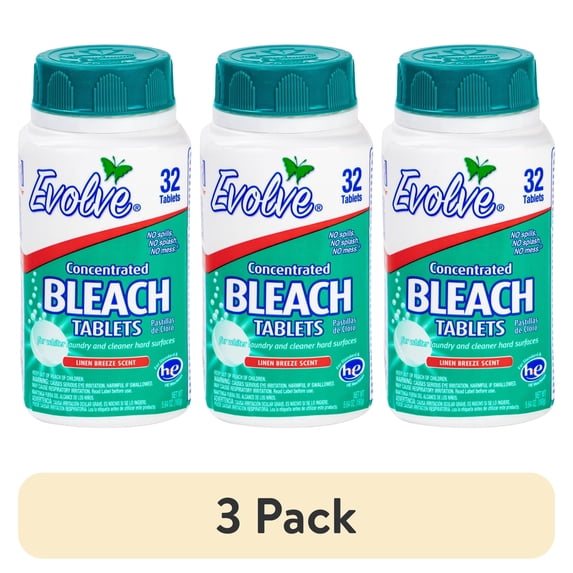 (3 pack) Evolve Concentrated Bleach Tablets, Linen Breeze, 32 Count ...