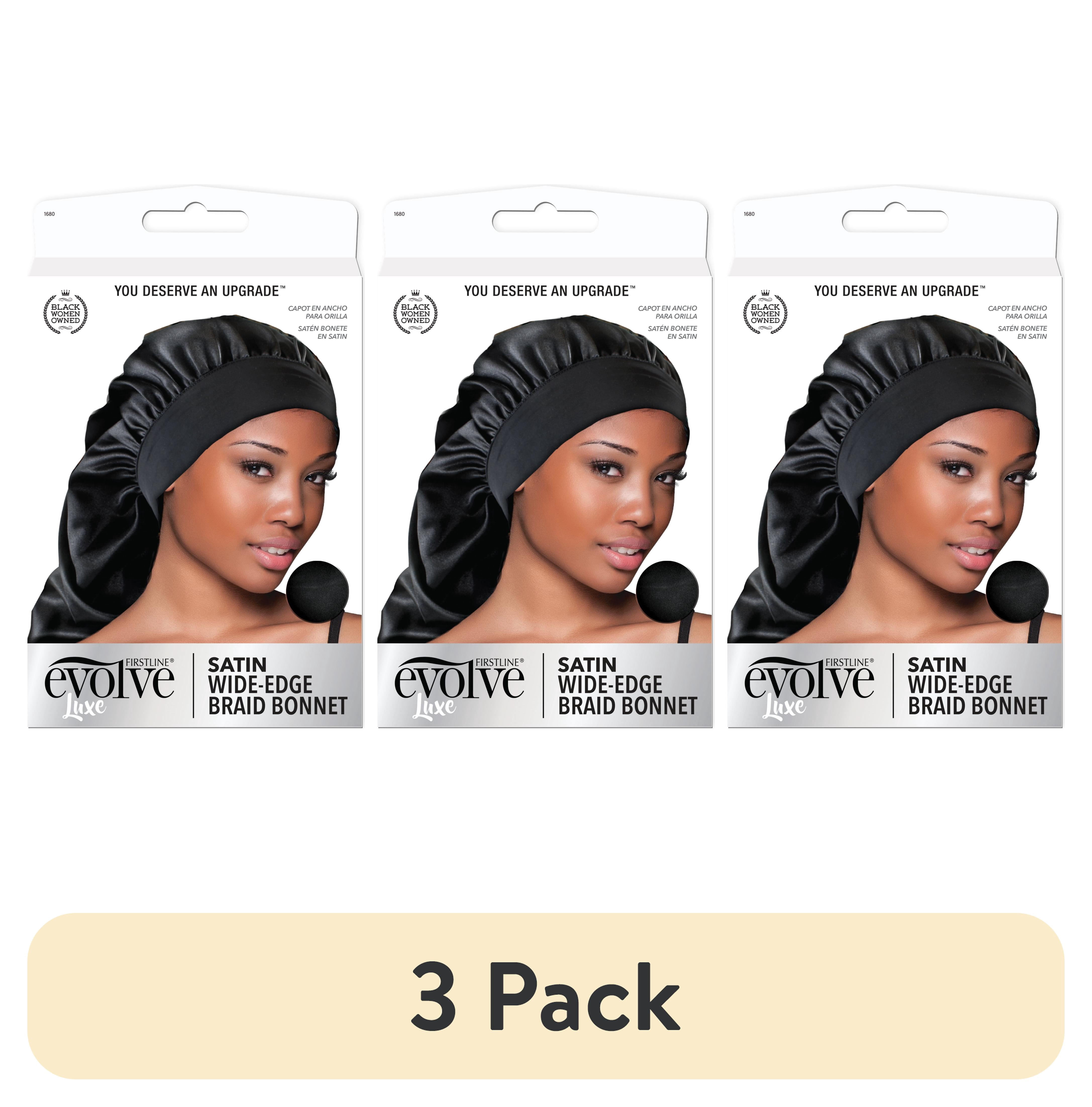 (3 pack) Evolve Large Satin Braid Bonnet, Black - Walmart.com