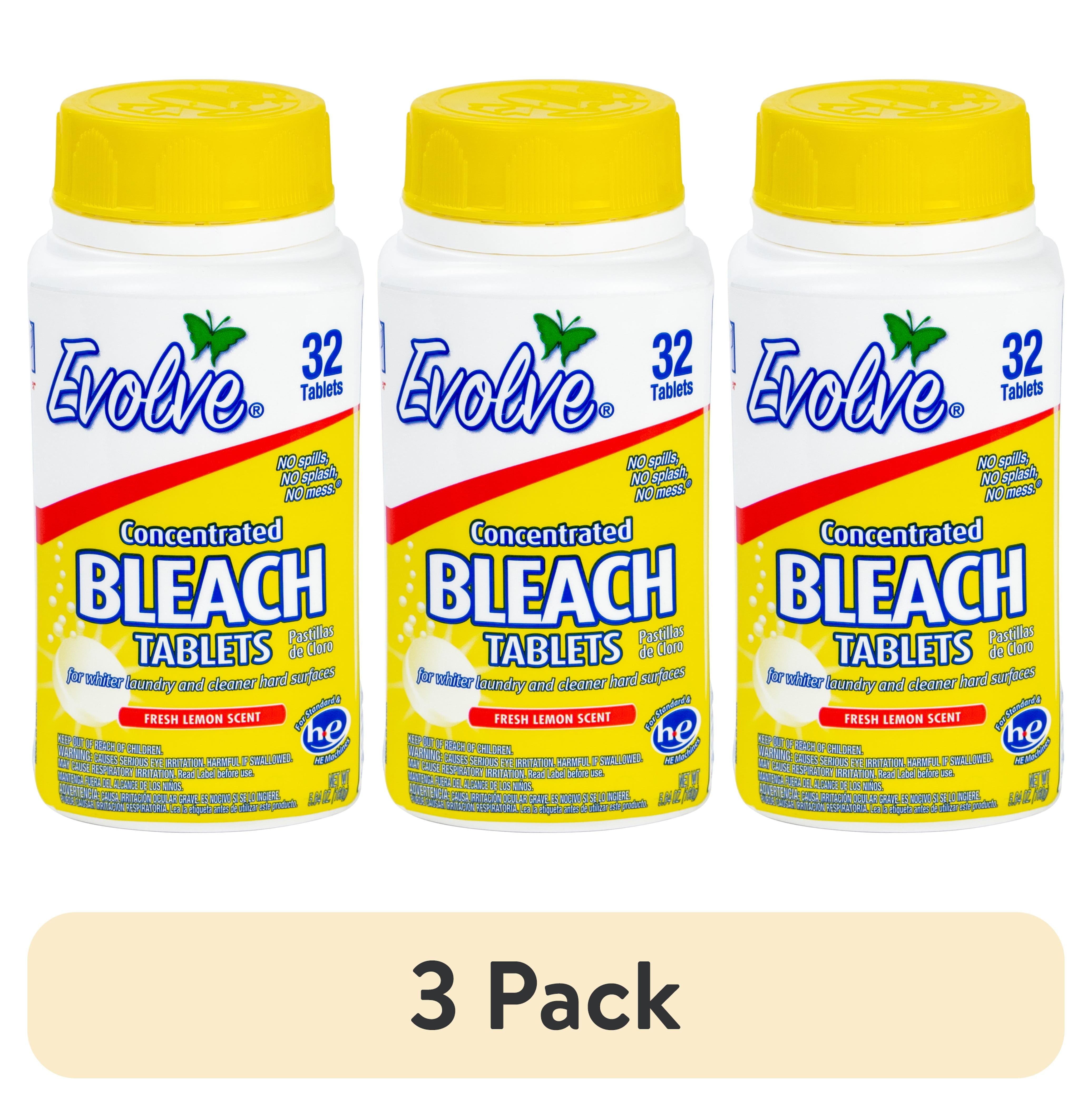 (3 pack) Evolve Concentrated Bleach Tablets, Lemon Scent, 64 Total ...