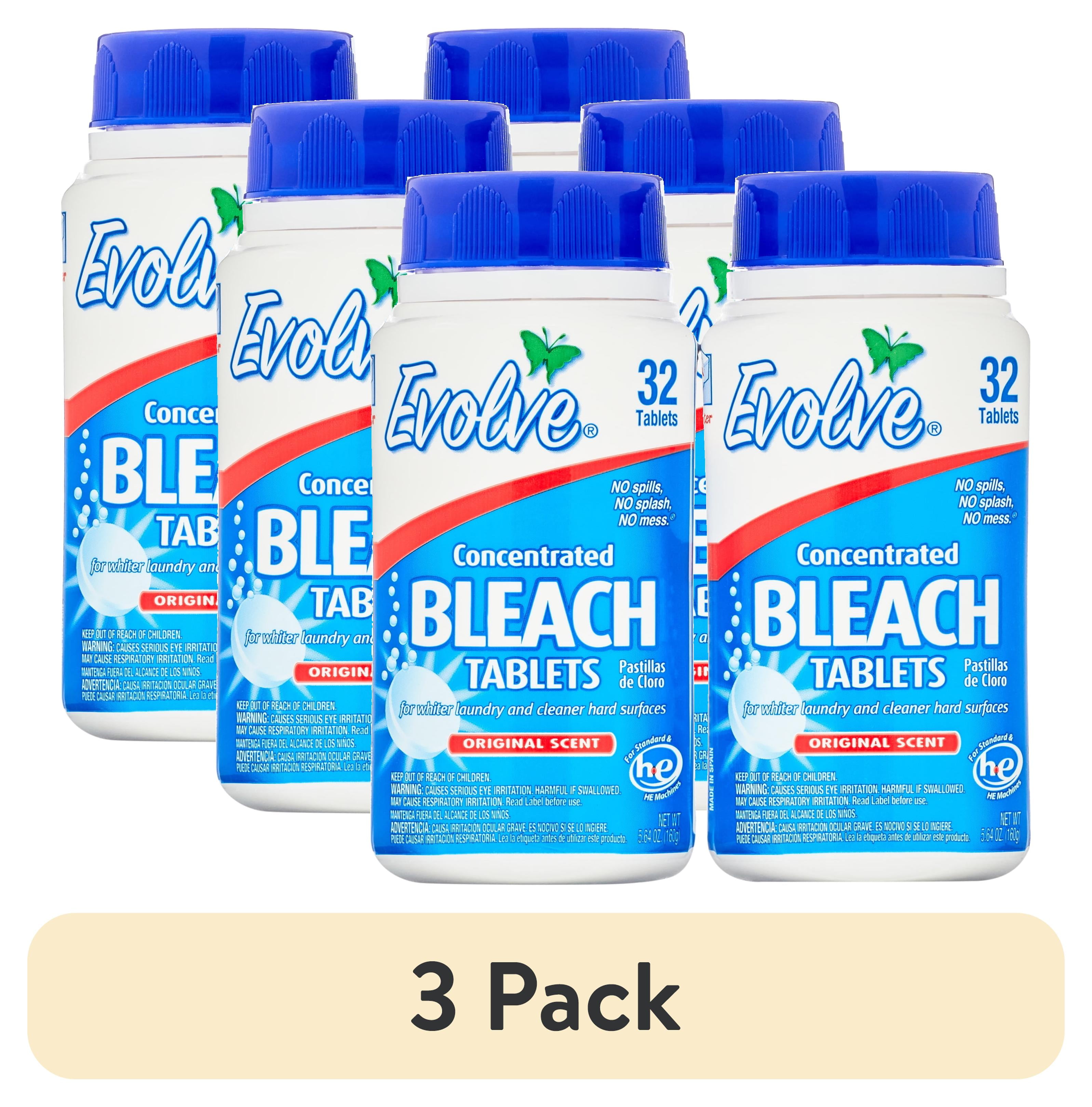 (3 pack) Evolve Concentrated Bleach Tablets, Original Scent, 64 Total ...