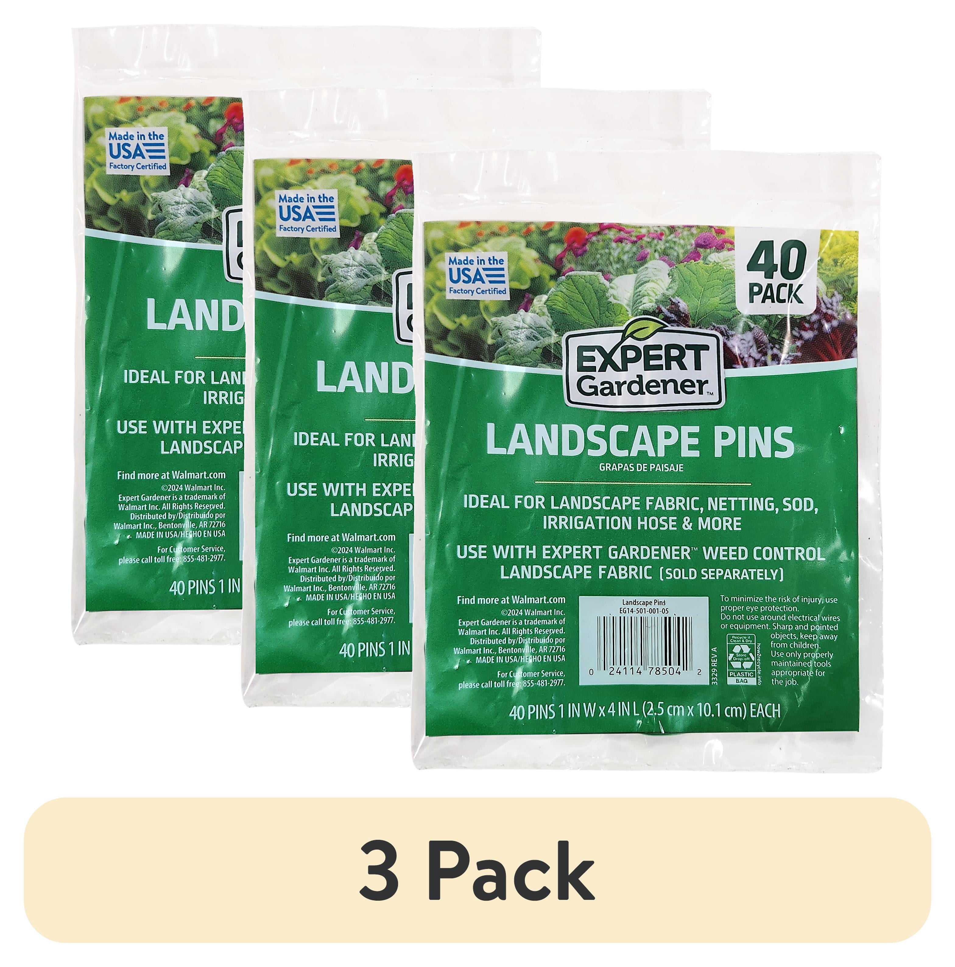(3 pack) Expert Gardener 4 in Steel Garden Landscape Pins, 40 Pack ...