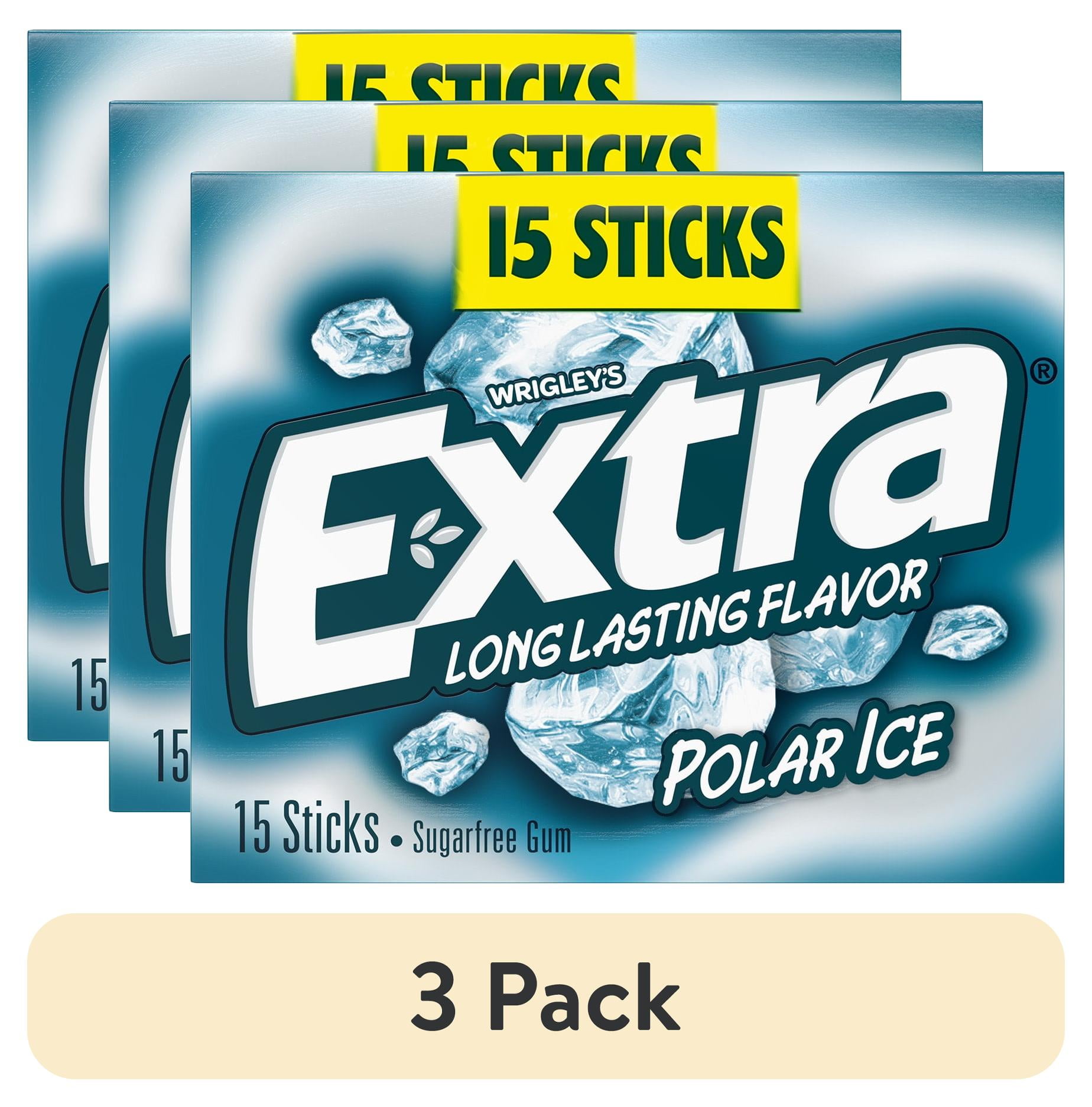(3 pack) Extra Gum Polar Ice Sugar Free Chewing Gum, Single Pack - 15 ...