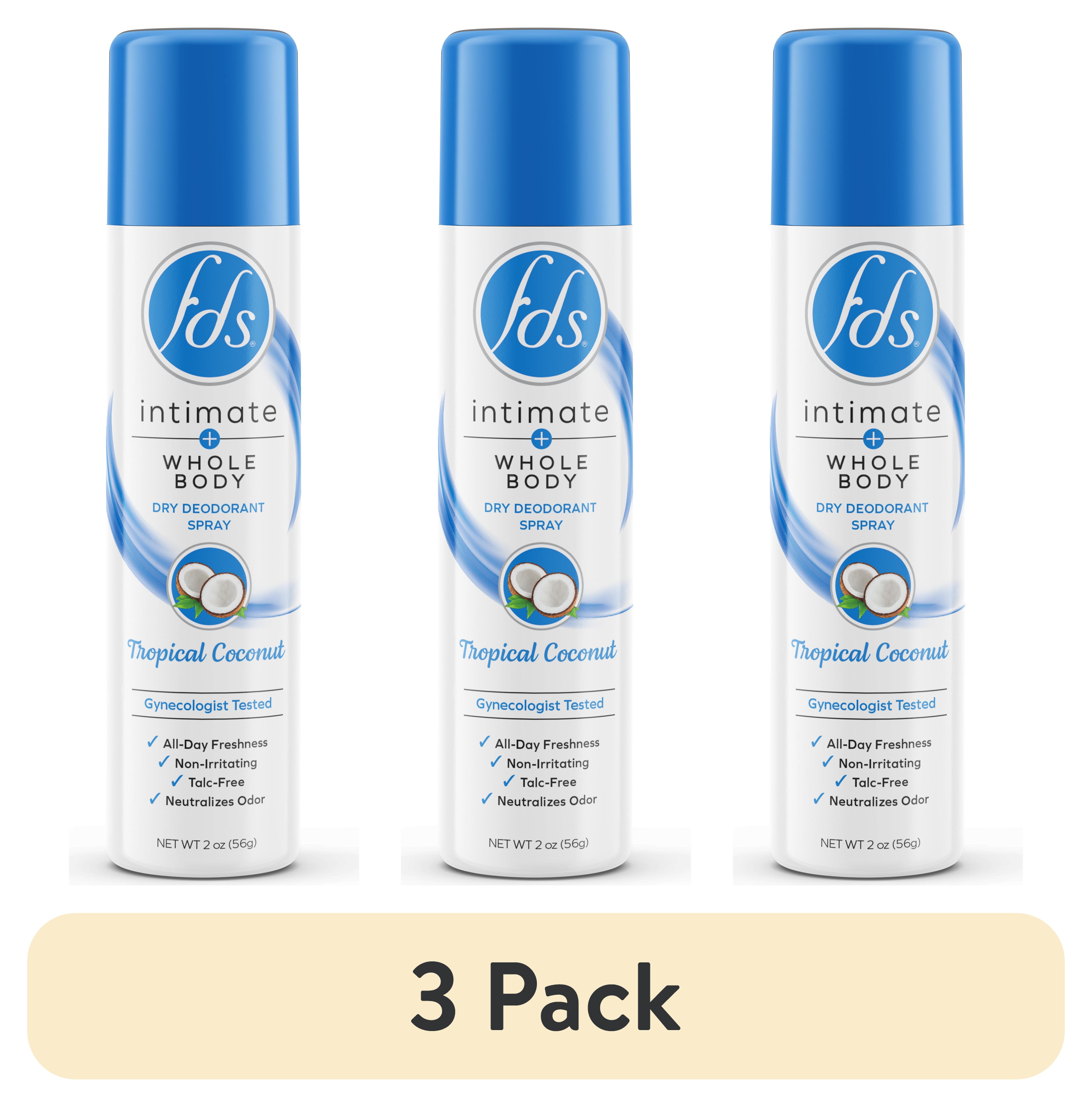 (3 pack) FDS Intimate + Body Dry Feminine Deodorant Spray, Tropical ...