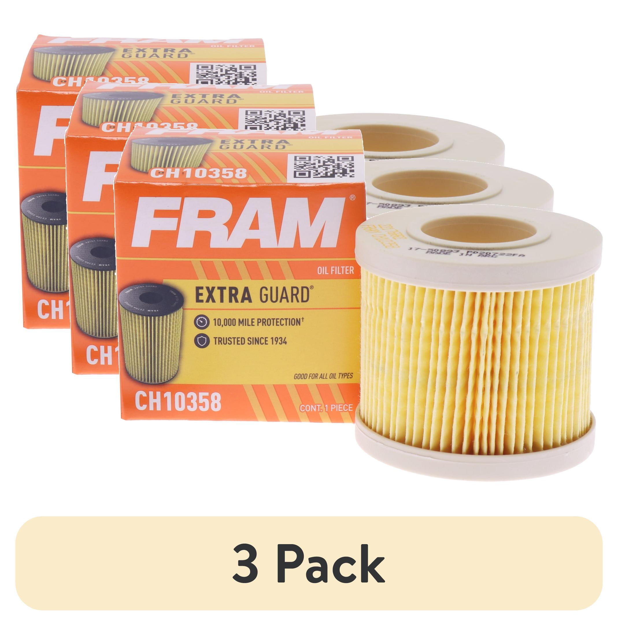 (3 pack) FRAM Extra Guard Oil Filter, CH10358, 10K Miles, Replacement ...