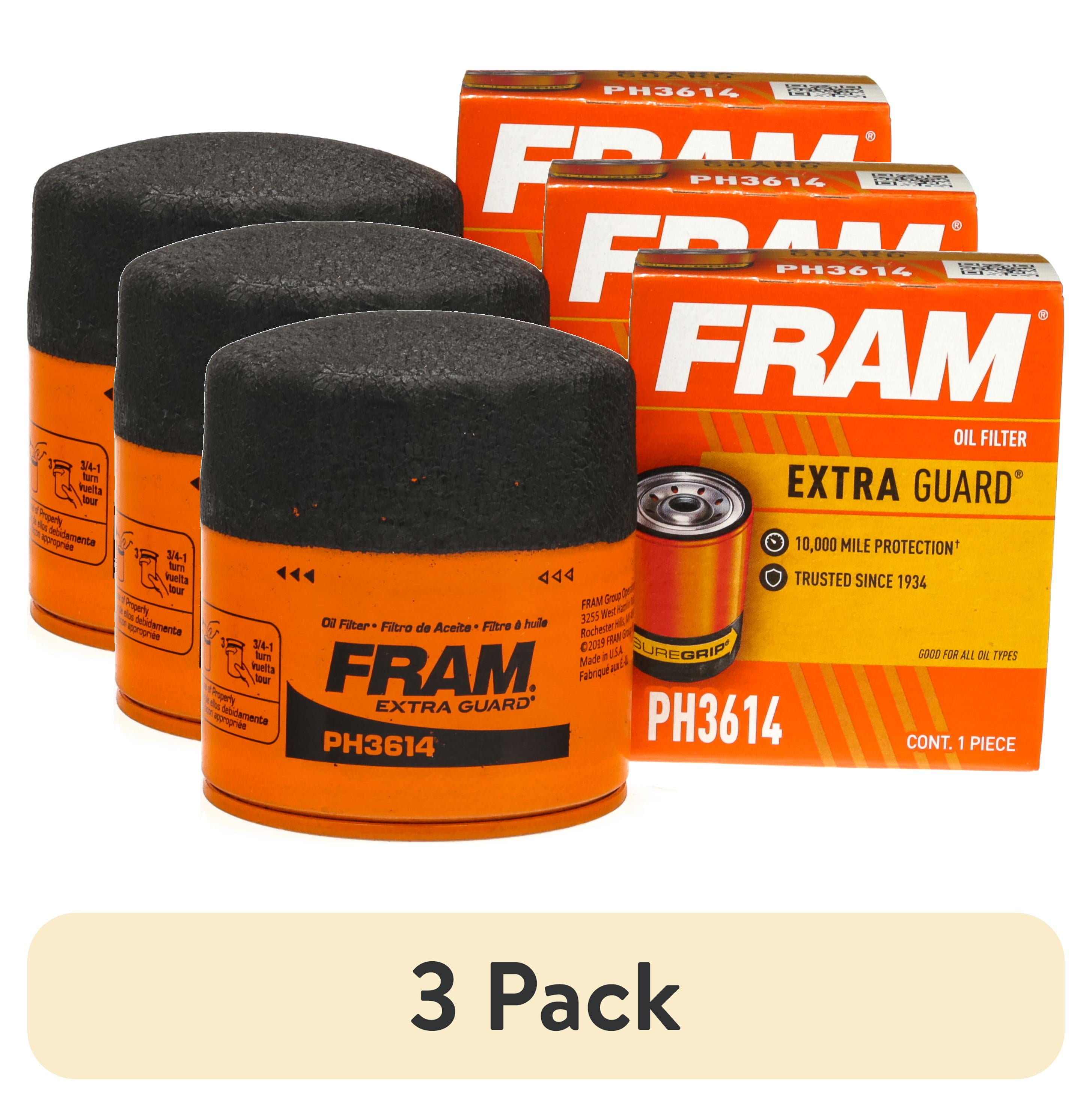(3 pack) FRAM Extra Guard Oil Filter, PH3614, 10K Miles, Replacement ...