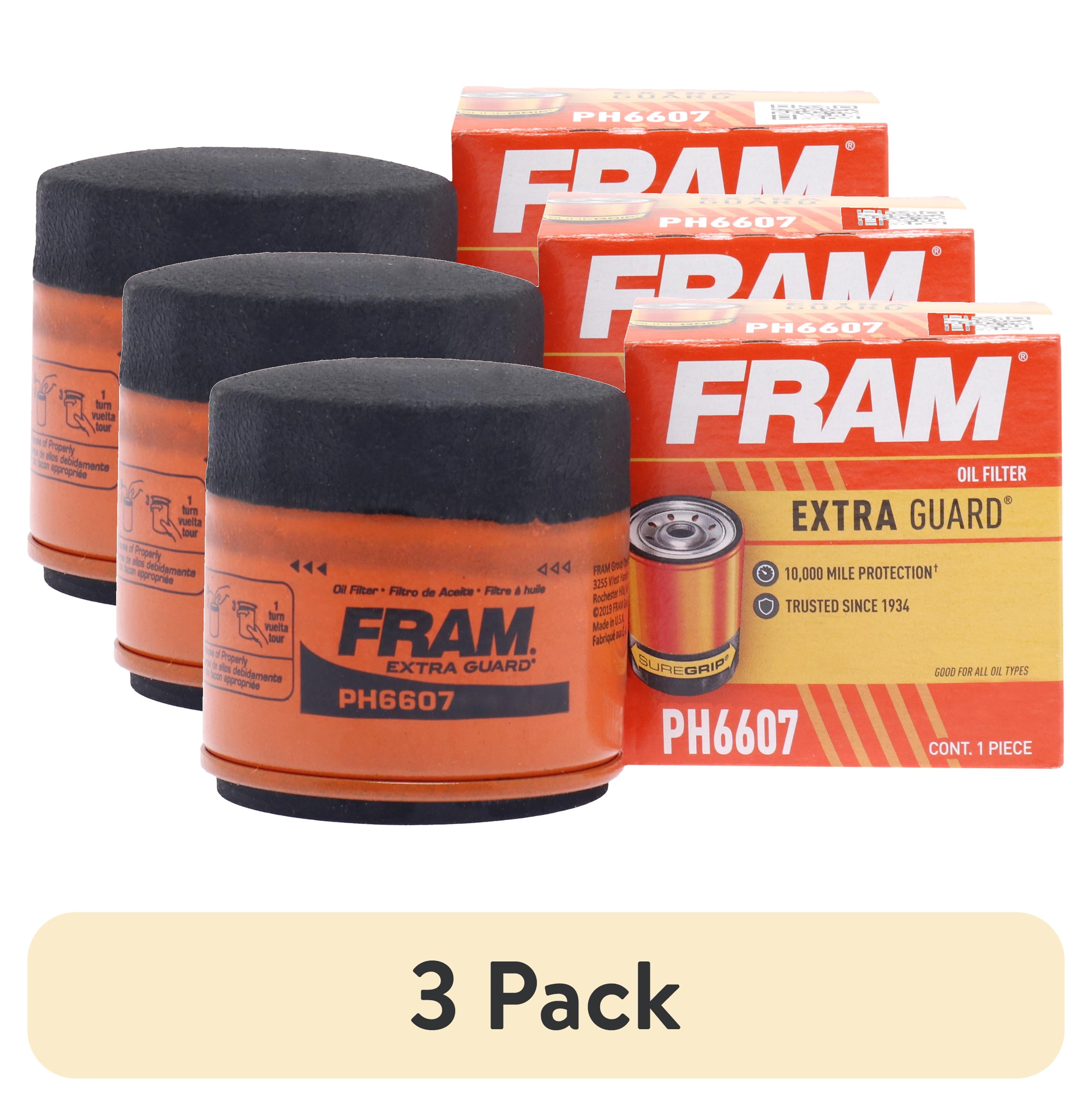 (3 pack) FRAM Extra Guard Oil Filter, PH6607, 10K Miles, Replacement ...
