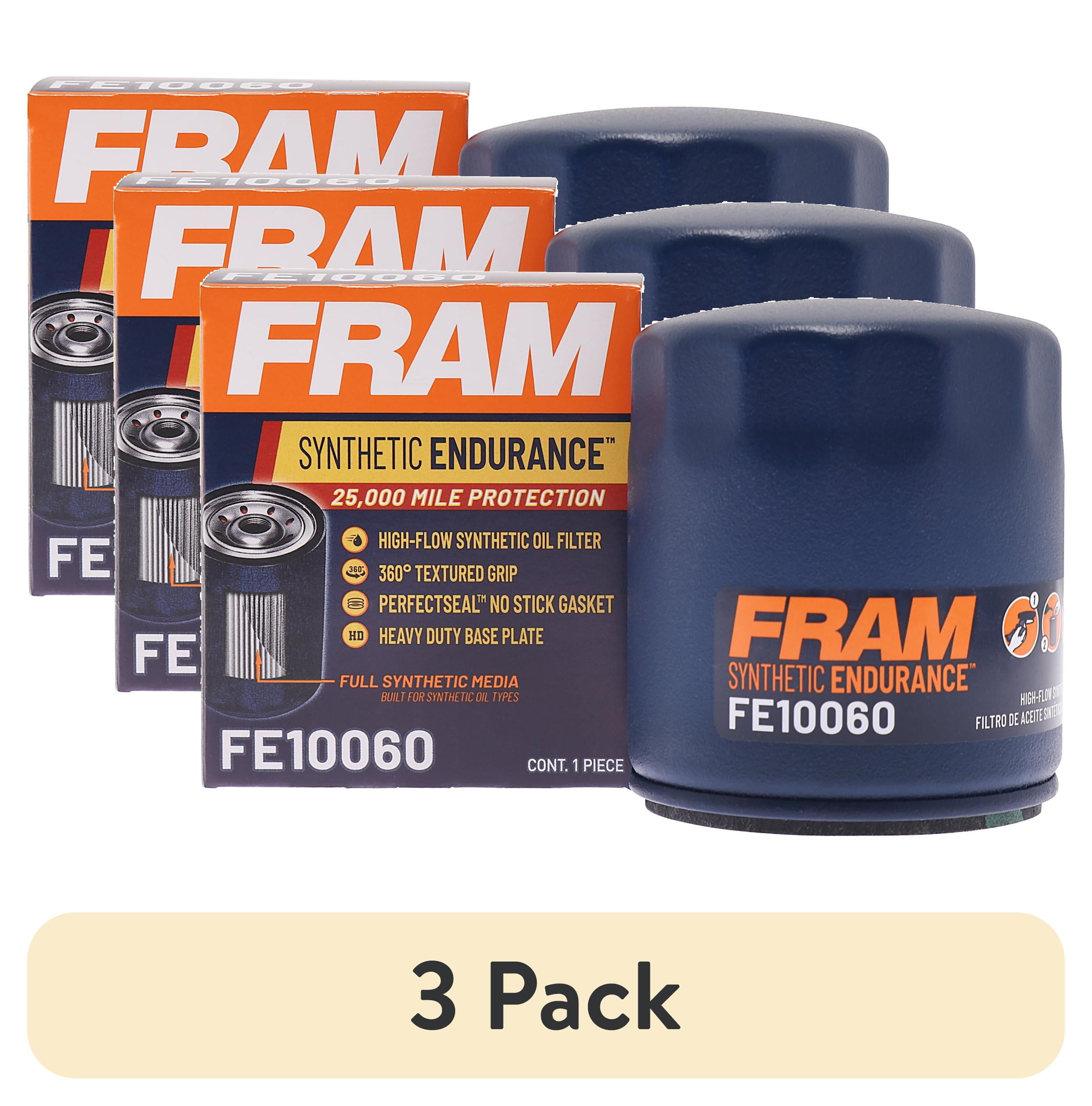 (3 pack) FRAM Synthetic Endurance Premium Oil Filter, FE10060, 25K Mile ...