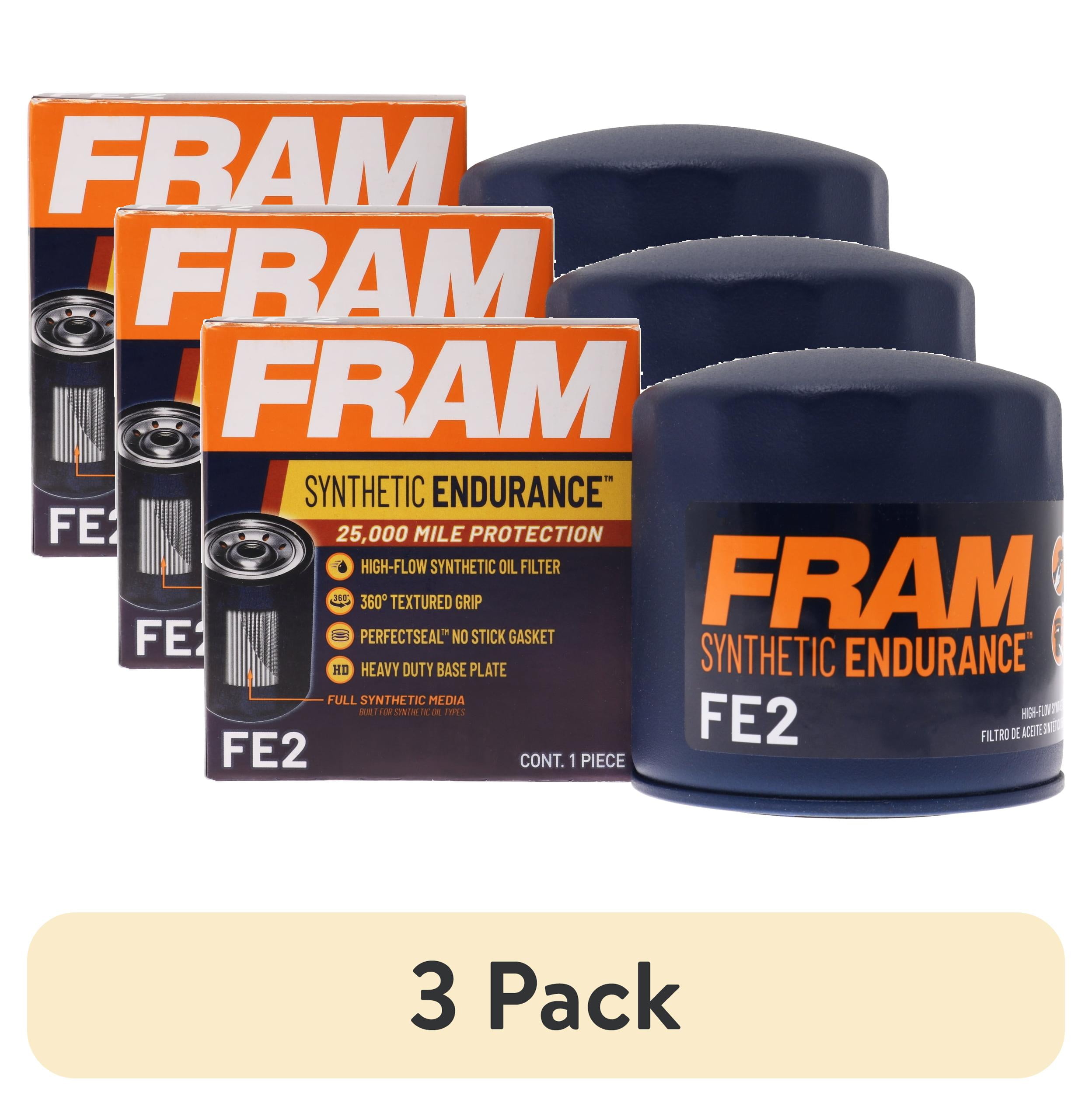 (3 pack) FRAM Synthetic Endurance Premium Oil Filter, FE2, 25K Miles ...