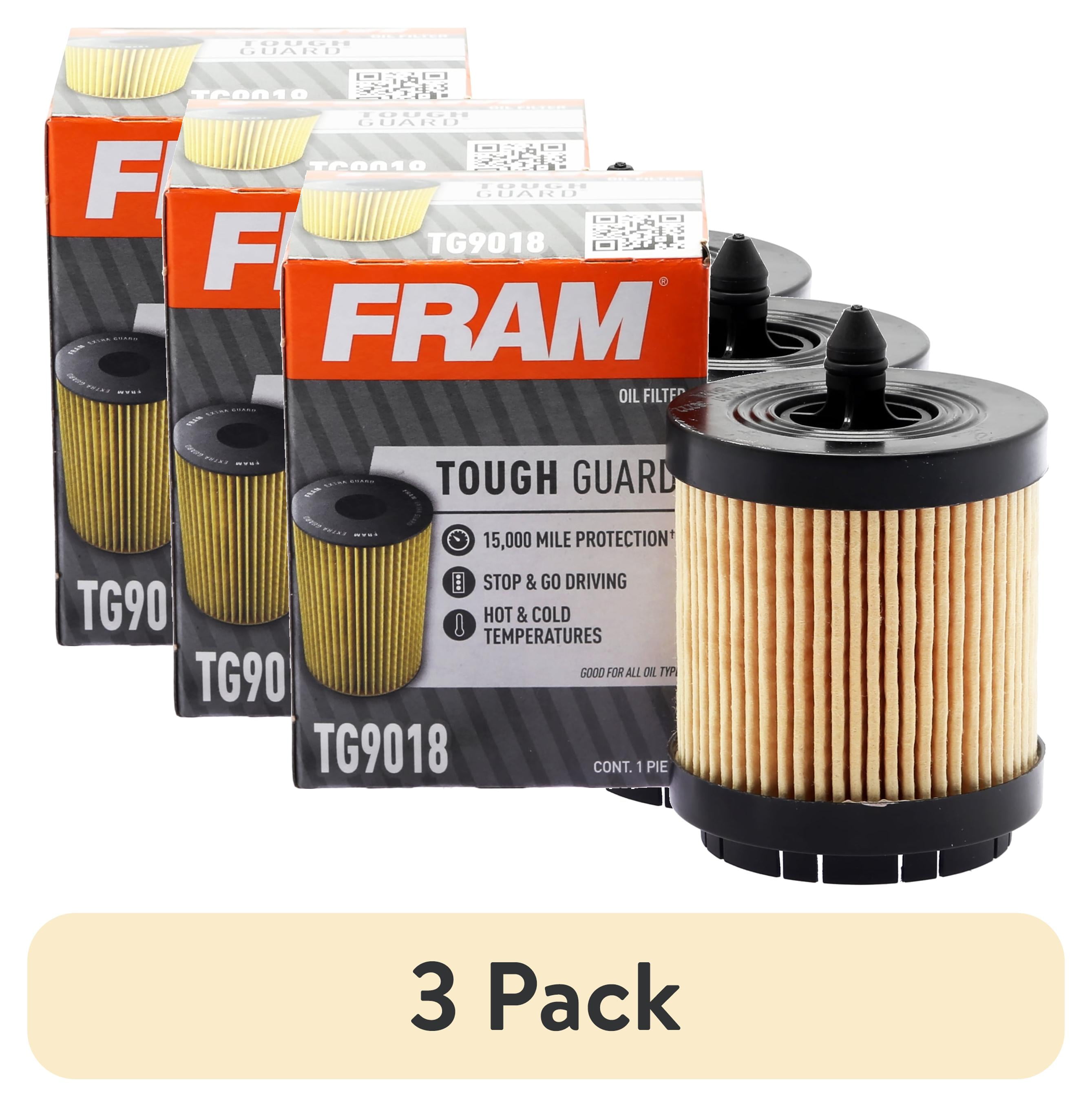 (3 pack) FRAM Tough Guard Filter TG9018, 15K mile Change Interval Oil ...