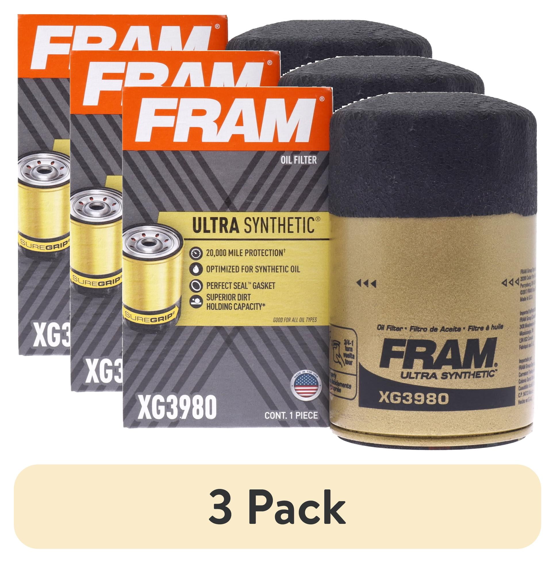 FRAM Ultra Synthetic Oil Filter 3 Pack XG3980 for GM, Oldsmobile ...