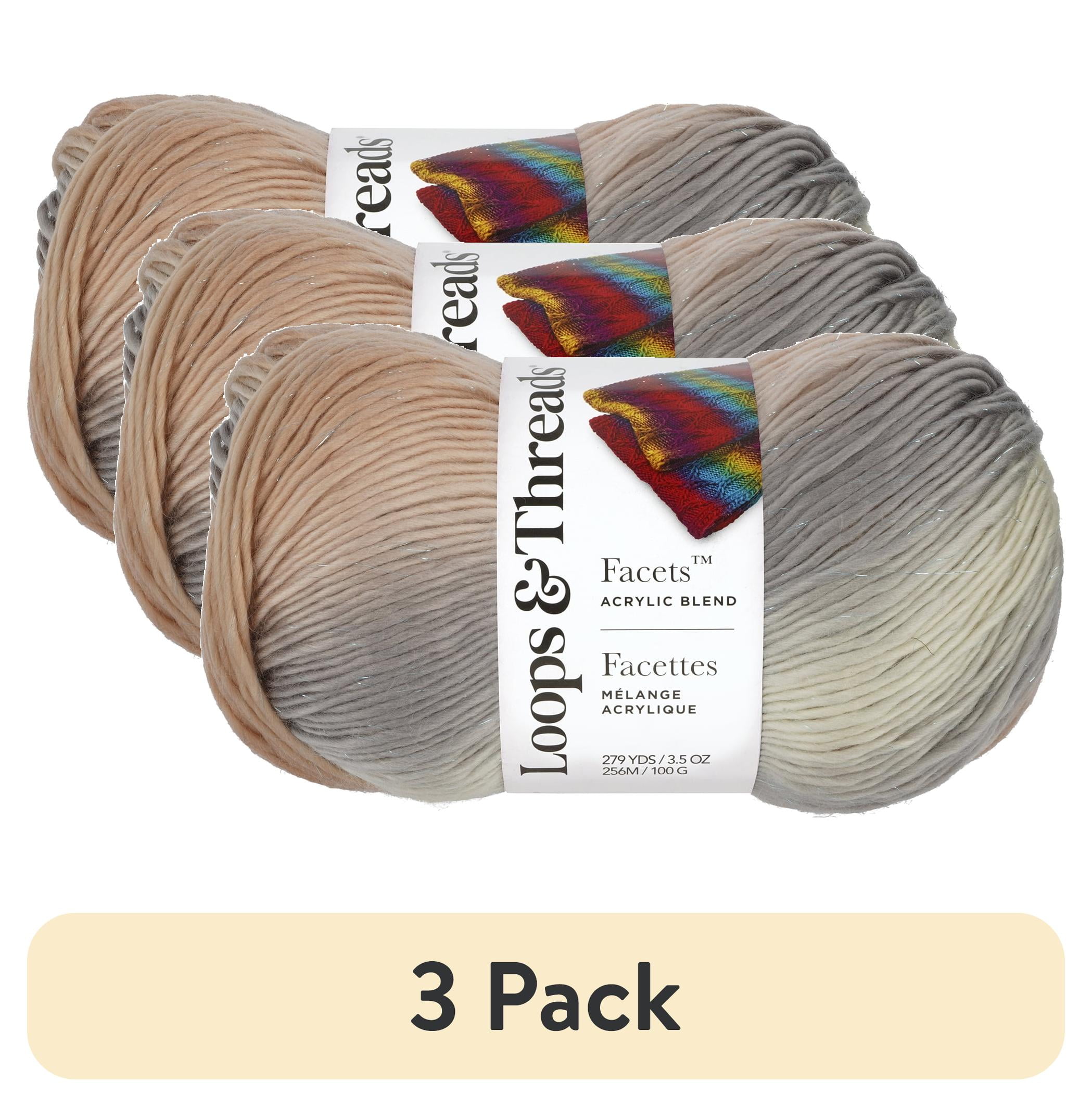 (3 pack) Facets Yarn by Loops & Threads - Yarn for Knitting - Crochet ...