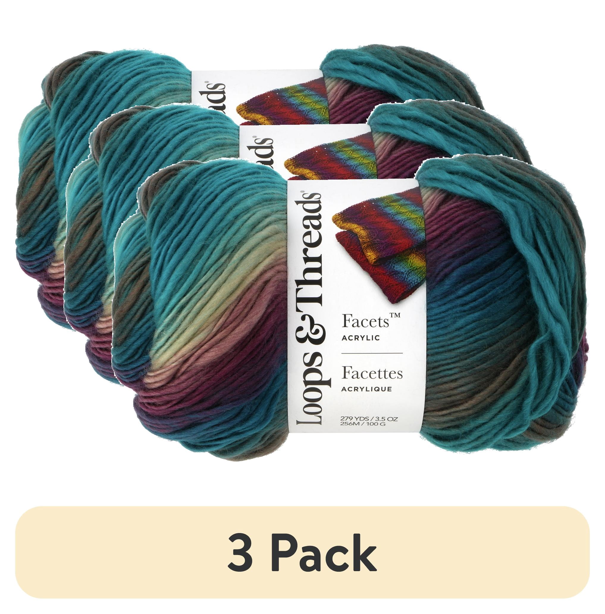 (3 pack) Facets Yarn by Loops & Threads - Yarn for Knitting - Crochet ...
