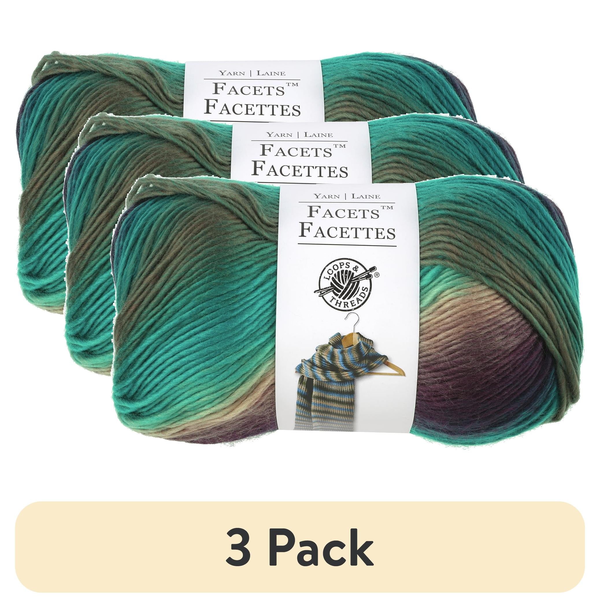 (3 pack) Facets Yarn by Loops & Threads - Yarn for Knitting - Crochet ...