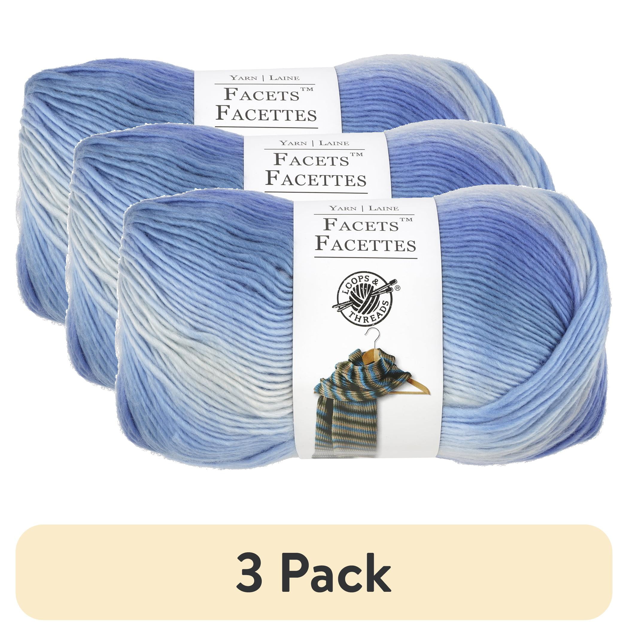 (3 pack) Facets Yarn by Loops & Threads - Yarn for Knitting - Crochet ...