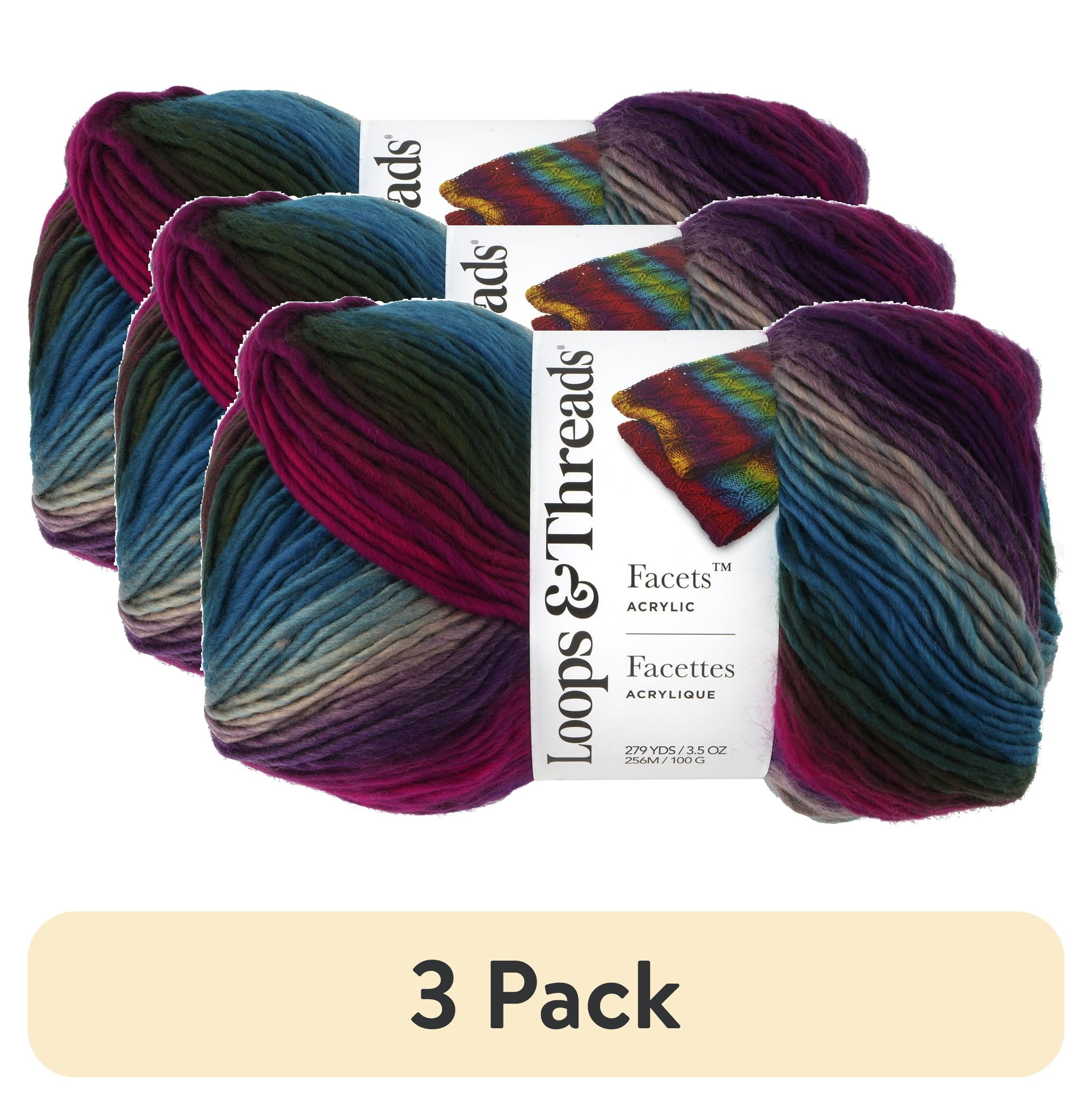 (3 pack) Facets Yarn by Loops & Threads - Yarn for Knitting - Crochet ...