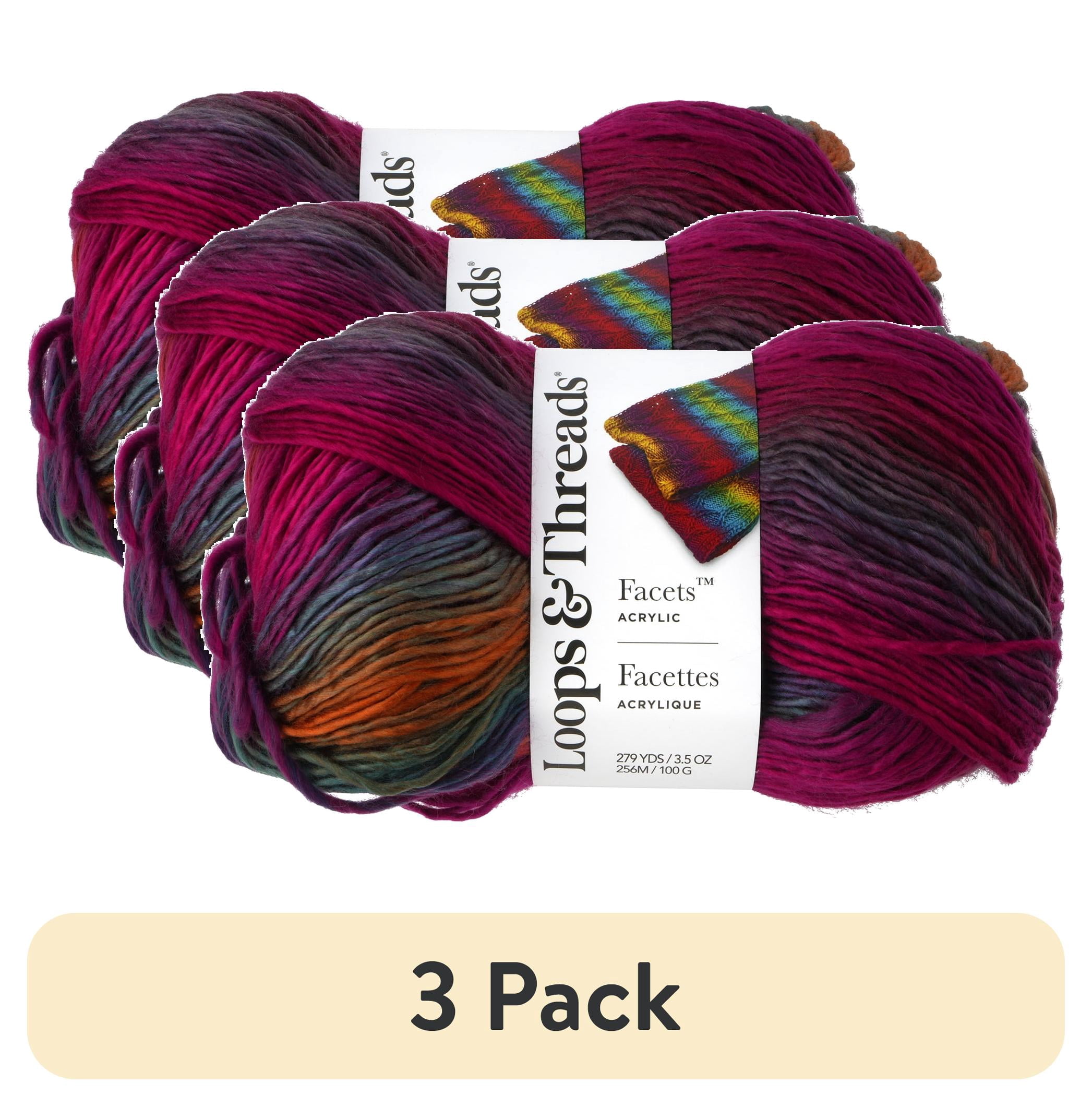 (3 pack) Facets Yarn by Loops & Threads - Yarn for Knitting - Crochet ...