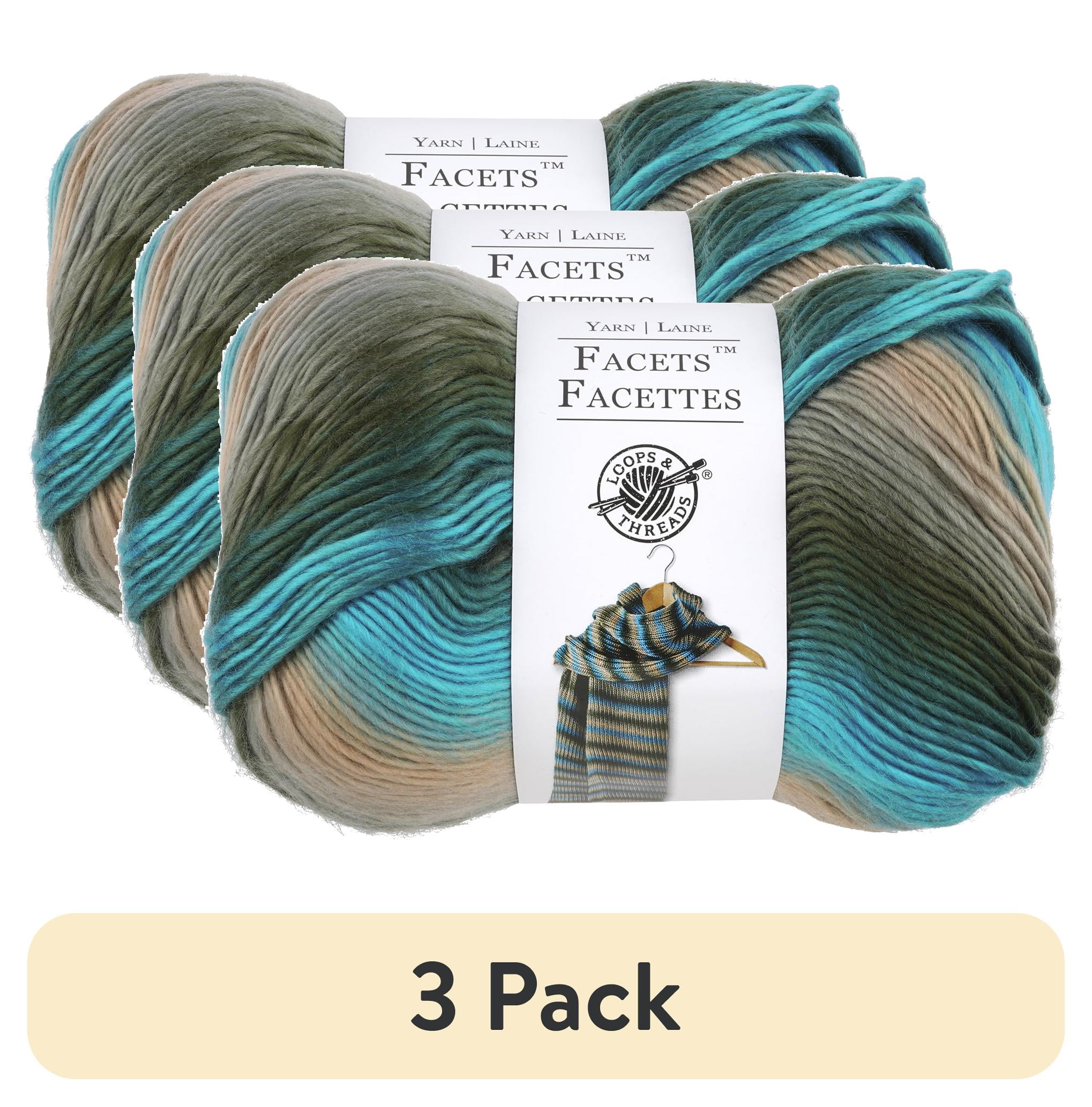(3 pack) Facets Yarn by Loops & Threads - Yarn for Knitting - Crochet ...