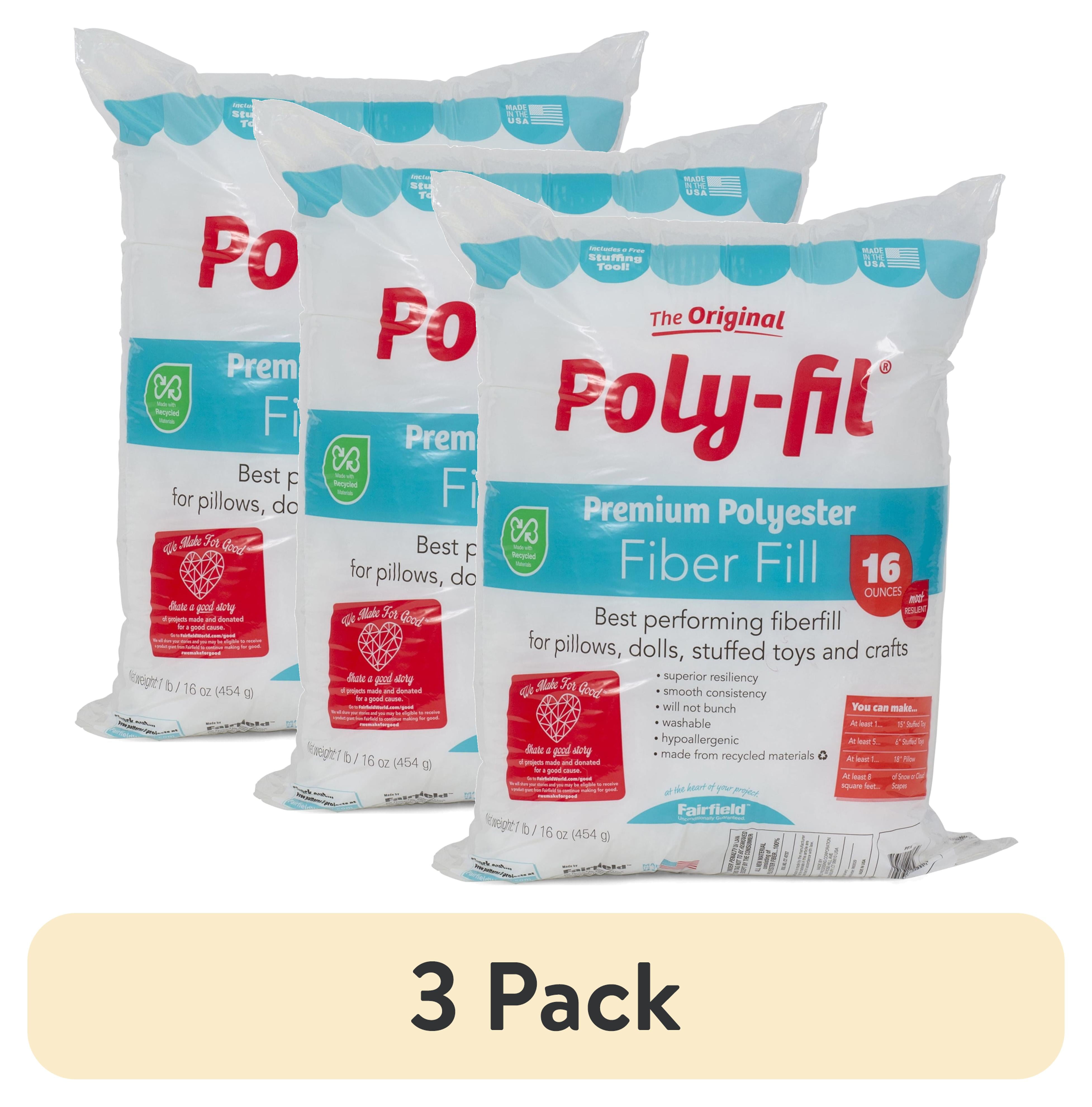 (3 pack) Poly-Fil Polyester Fiberfill Stuffing, 16oz Bag, by Fairfield ...