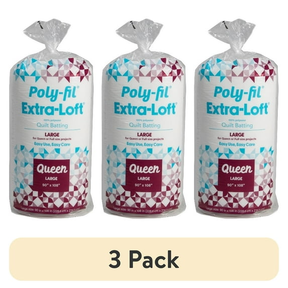 (3 pack) Fairfield Poly-Fil Extra-Loft Quilt Batting, Premium Polyester ...