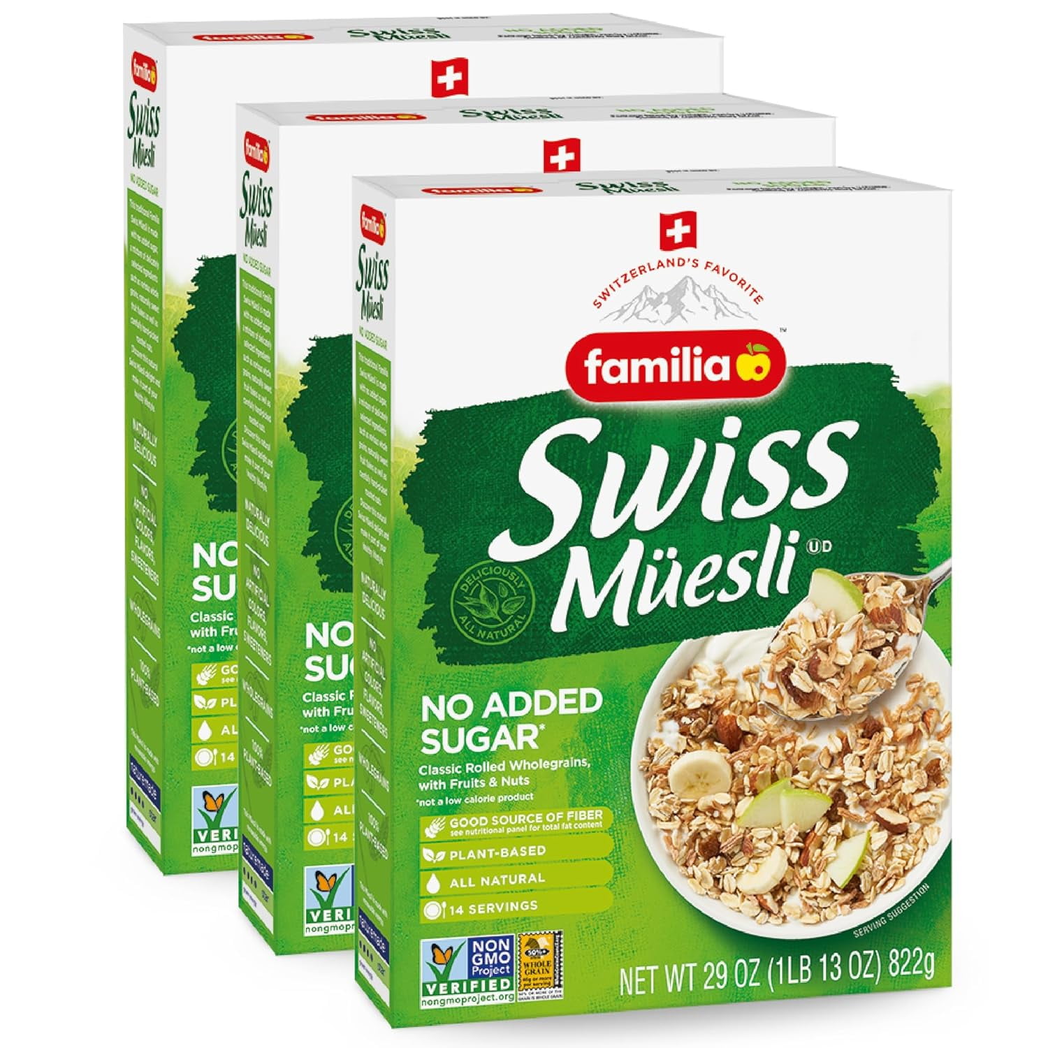 (3 pack) Familia No Sugar Added Swiss Muesli 29 oz Pack of 1 - Walmart.com