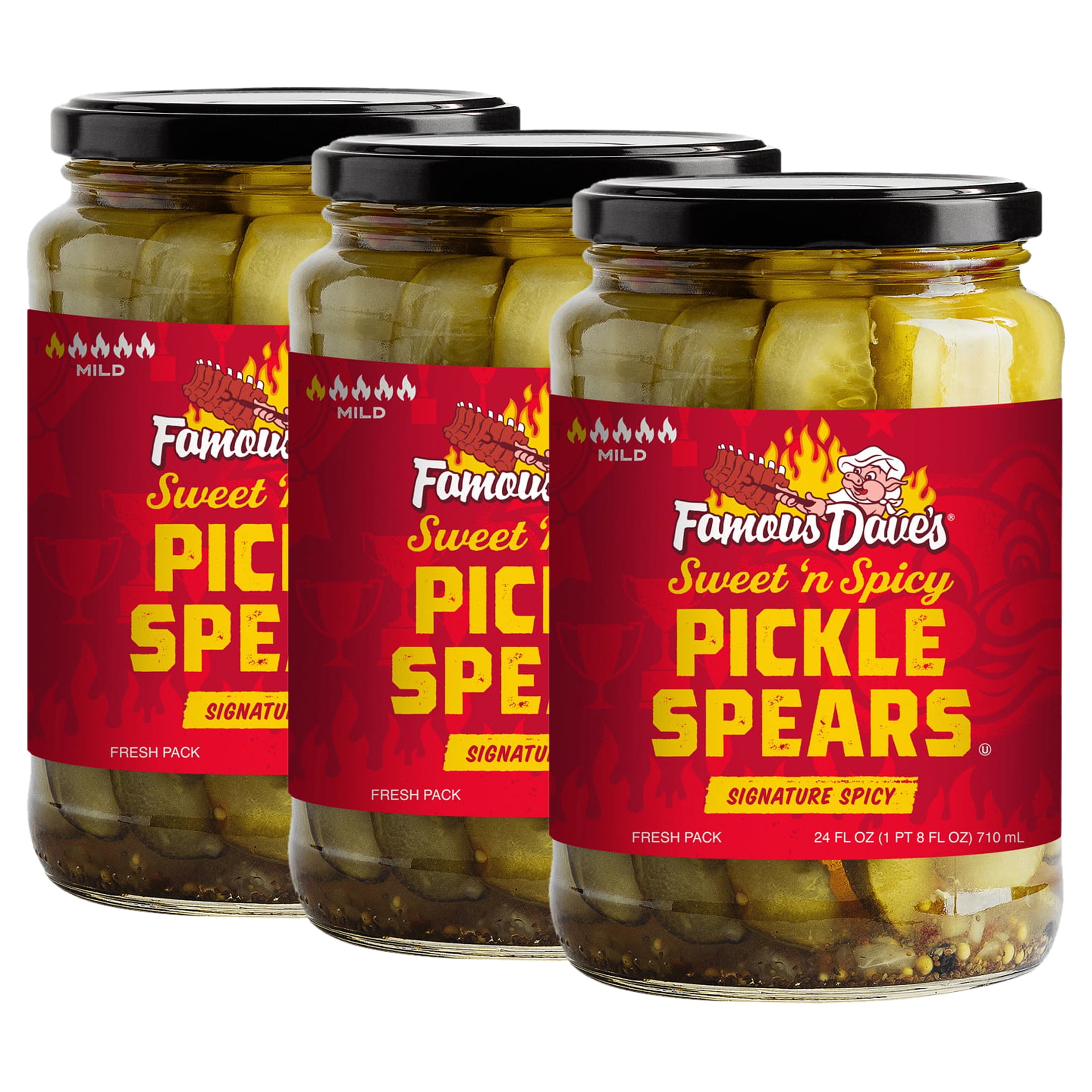 (3 pack) Famous Dave's Signature Sweet 'n Spicy Pickle Spears, 24 fl oz ...