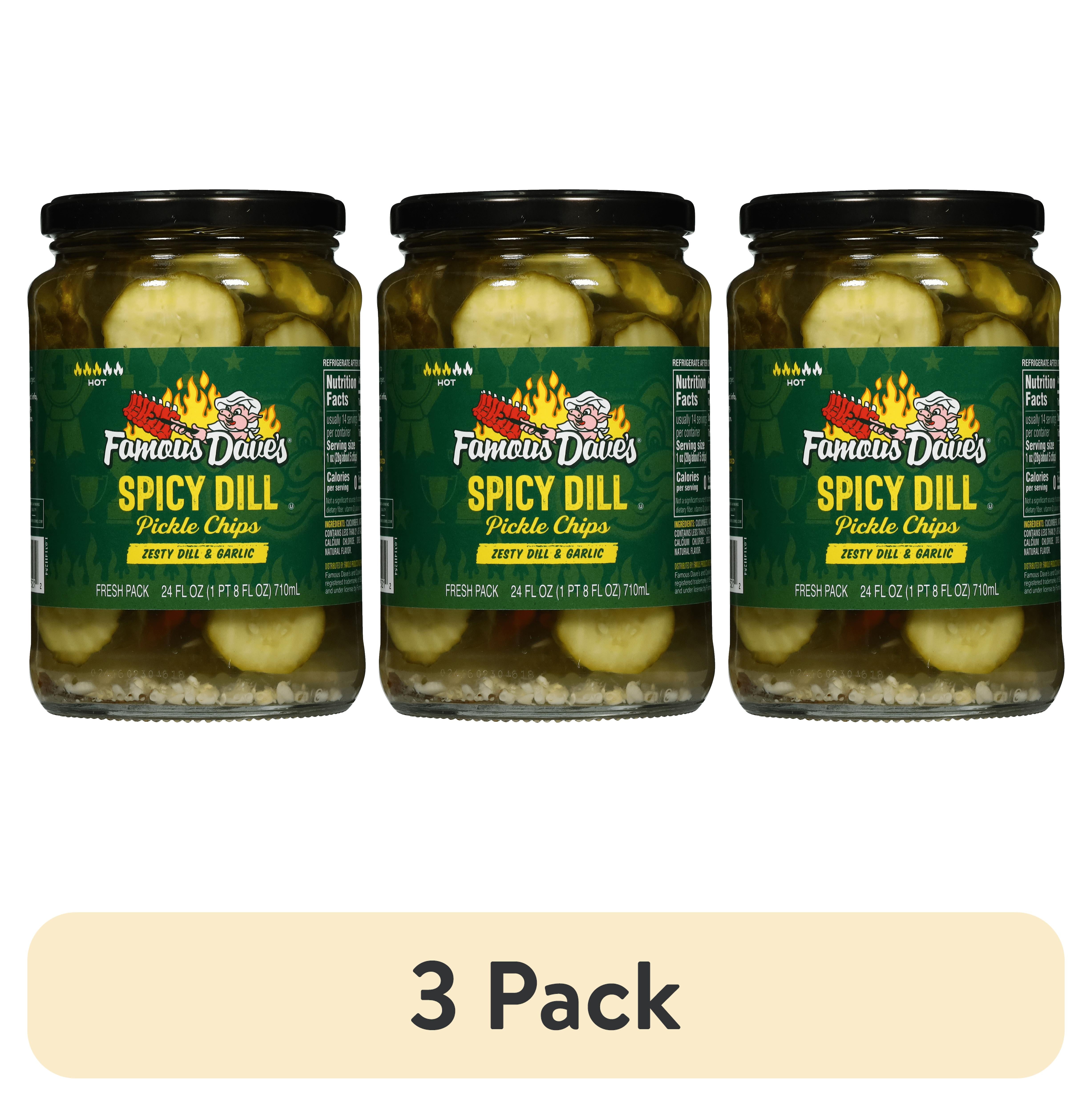 (3 pack) Famous Dave's Spicy Dill Pickle Chips, 24 fl oz Jar - Walmart.com