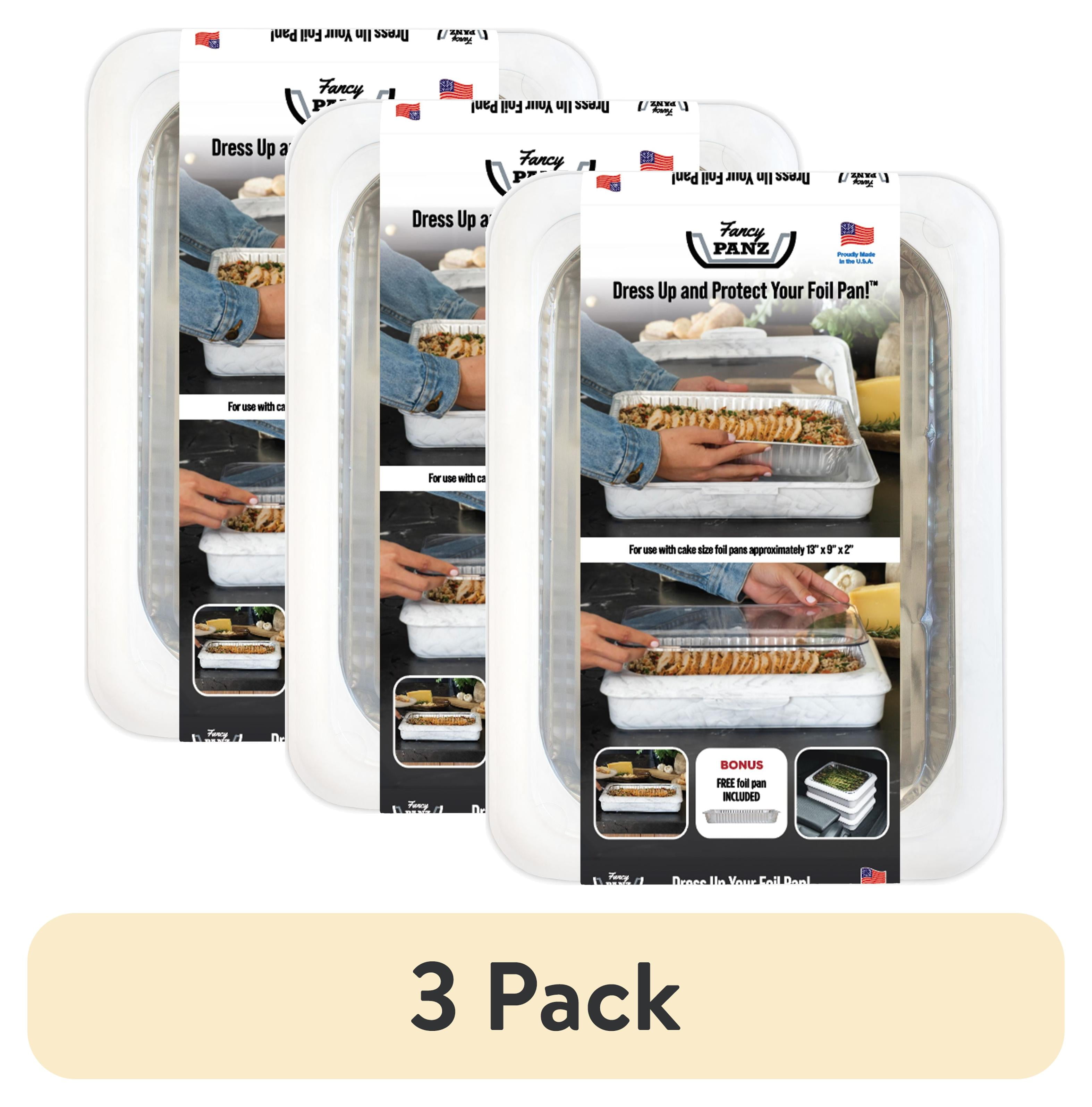 (3 pack) Fancy Panz Plastic 9"x13"x2" White Foil Pan Carrier 1ct ...