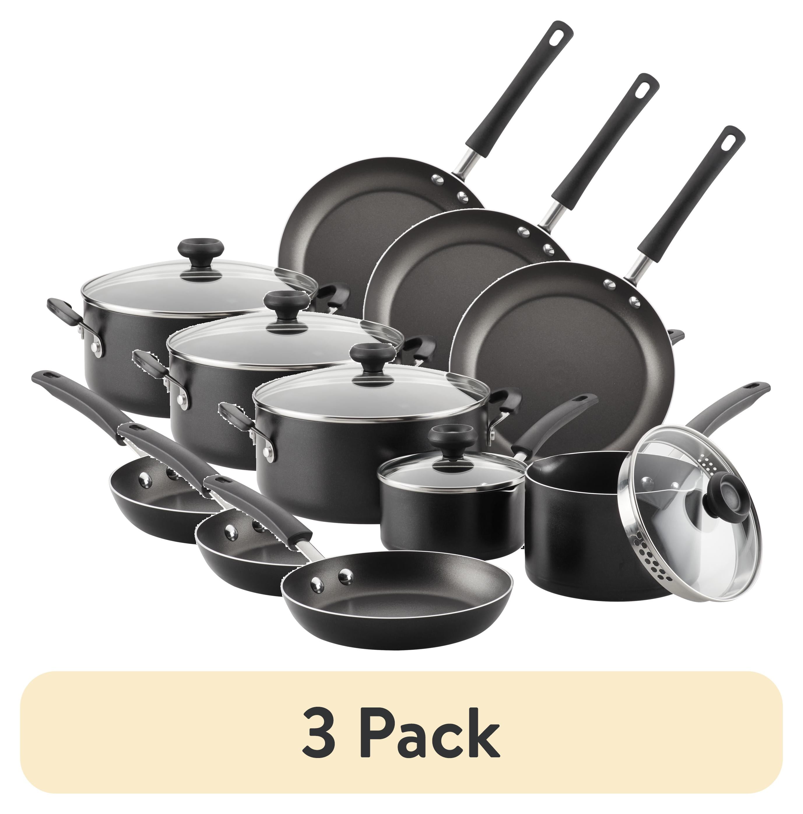 (3 pack) Farberware 12-Piece Easy Clean Nonstick Pots and Pans/Cookware ... (3 pack) Farberware 12-Piece Easy Clean Nonstick Pots and Pans/Cookware ...