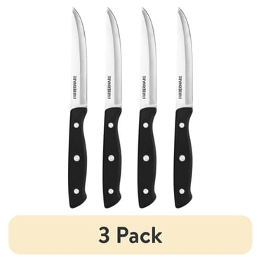 Farberware Classic 4-Piece Stainless Steel Steak Knife Set, Faux Wood ...